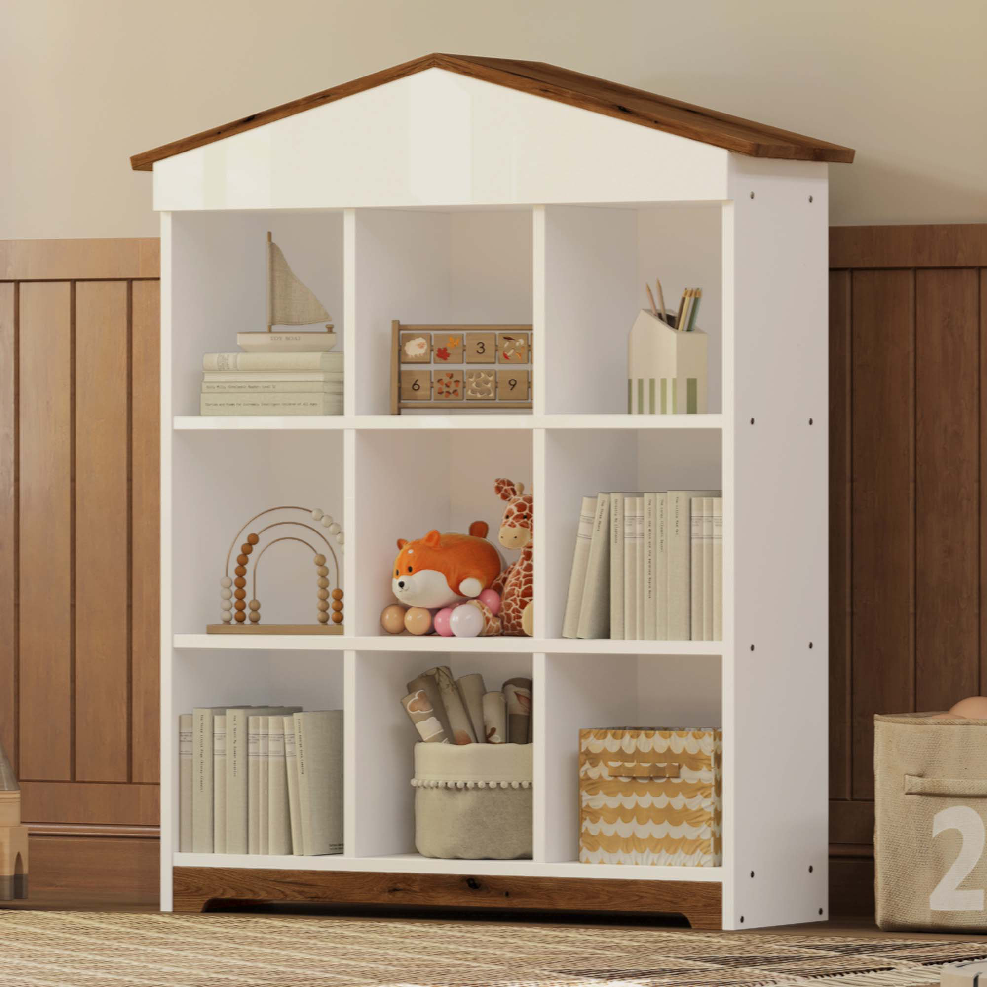 Dakota Fields House-Shaped Storage Rack With Nine Storage Compartments ...