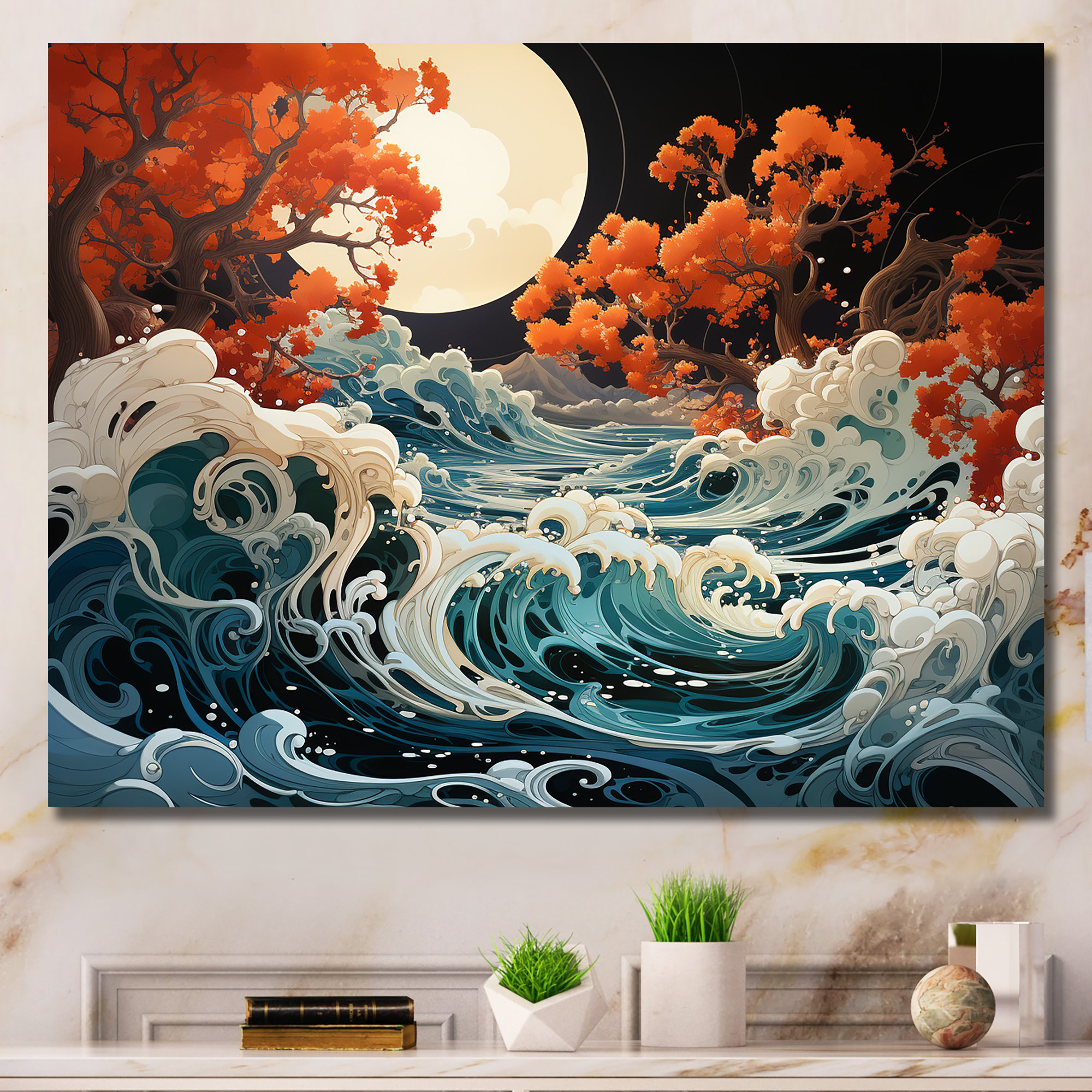 Beachcrest Home™ Coastal Autumn Waves Serenity - Storms Wall Art | Wayfair