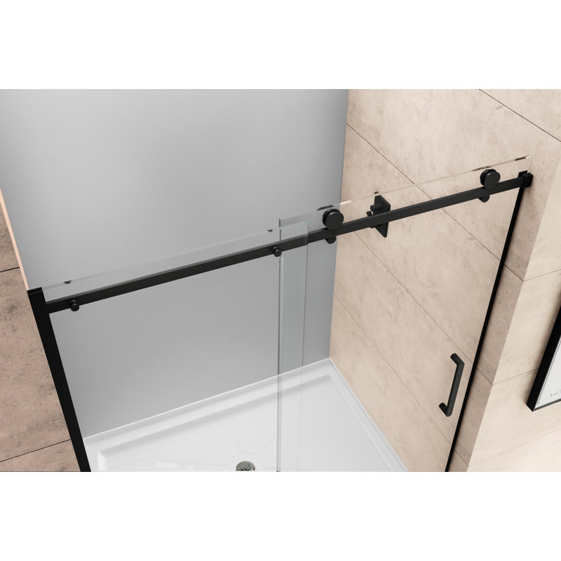CKB 55" - 59" W x 75" H Single Sliding Frameless Shower Door ...