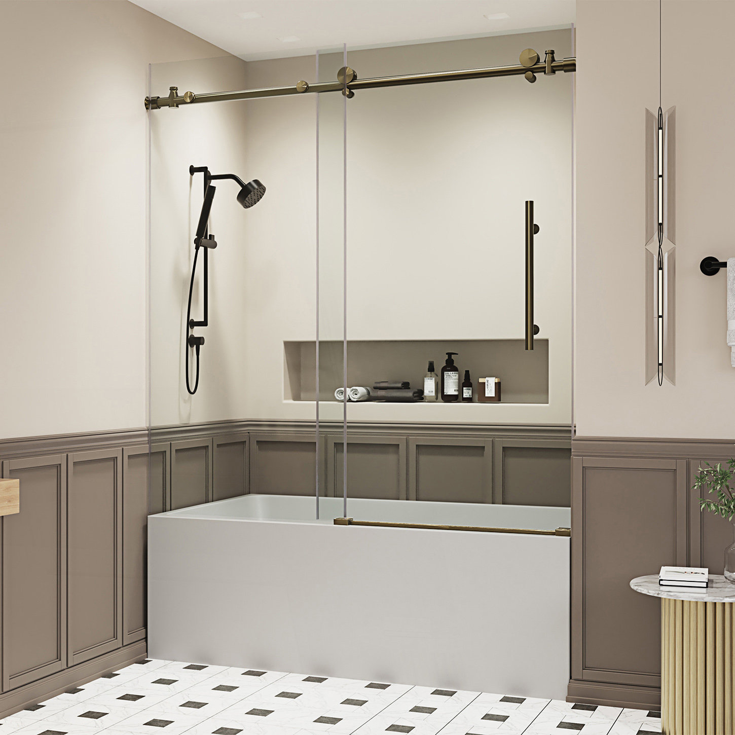 ACCOLADE FURNITURE LLC 56-60" X 60" H Frameless Sliding Bath Door, Bath ...