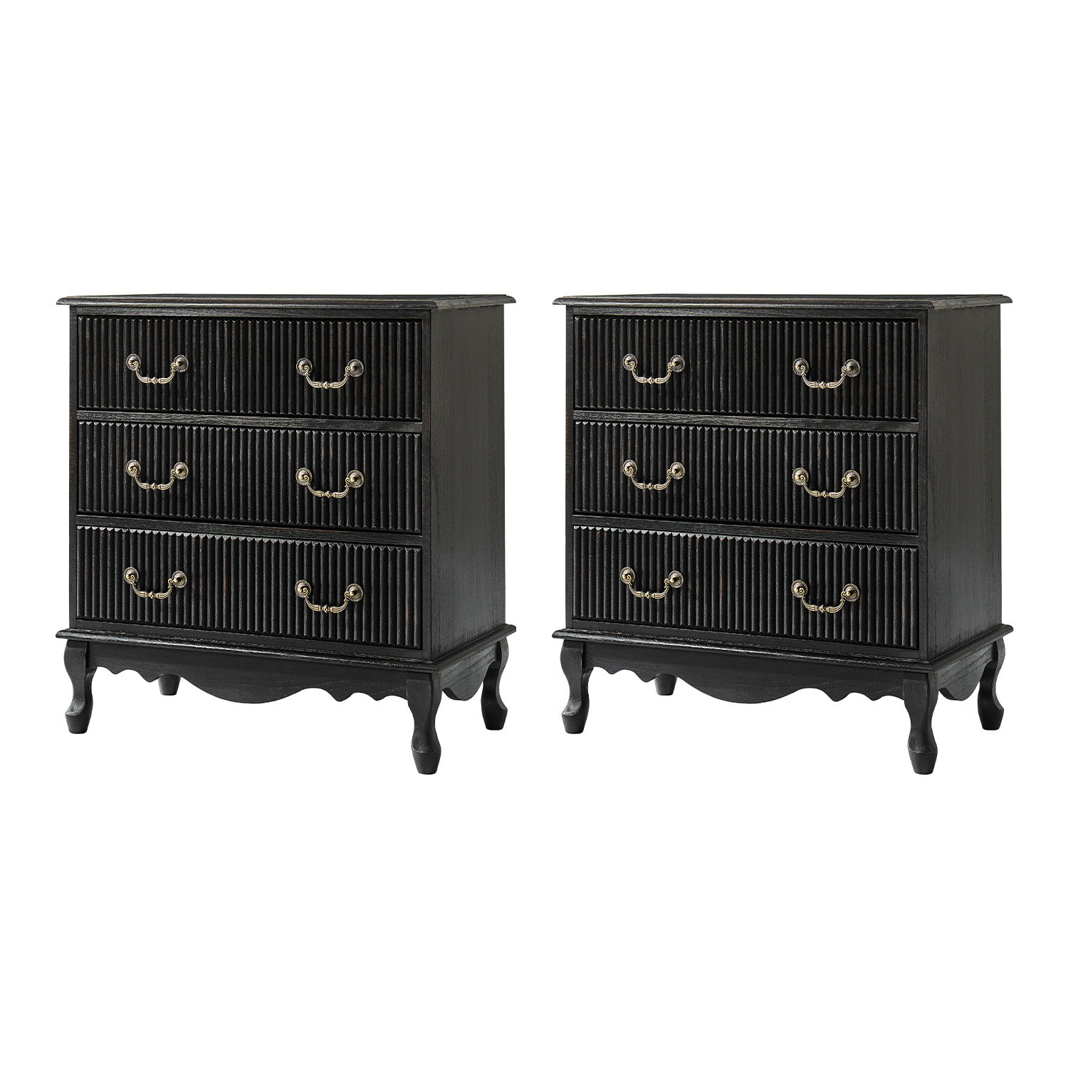 Canora Grey Kaybri Transitional 28"W 3-Drawer Solid Wood Fluted Chest ...