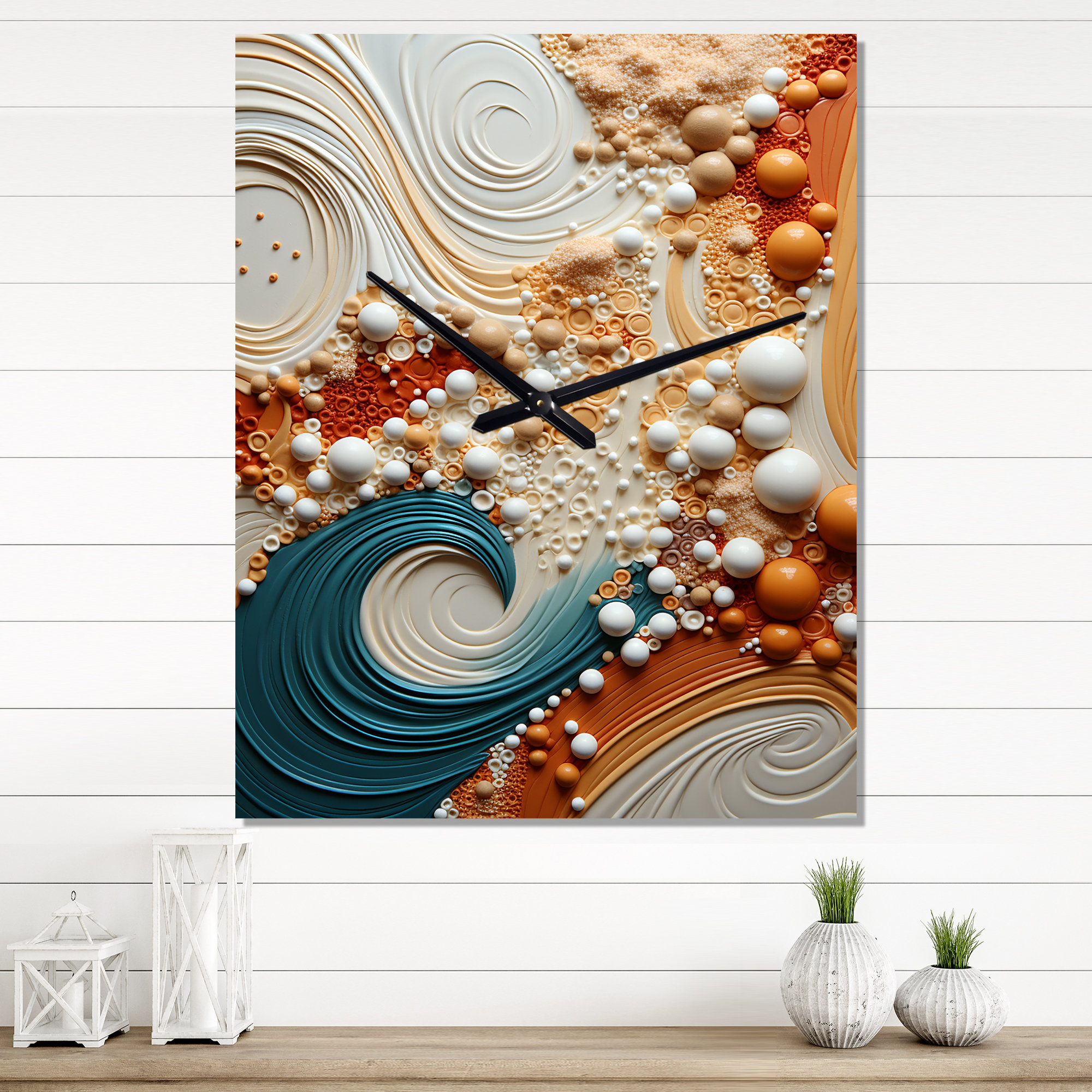 Design Art Serene Sands I - Abstract Collages Wall Clocks | Wayfair