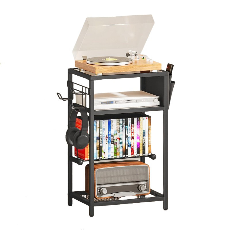 Rebrilliant 4-Tier AV Media Stand - Audio Video Rack with Hooks ...