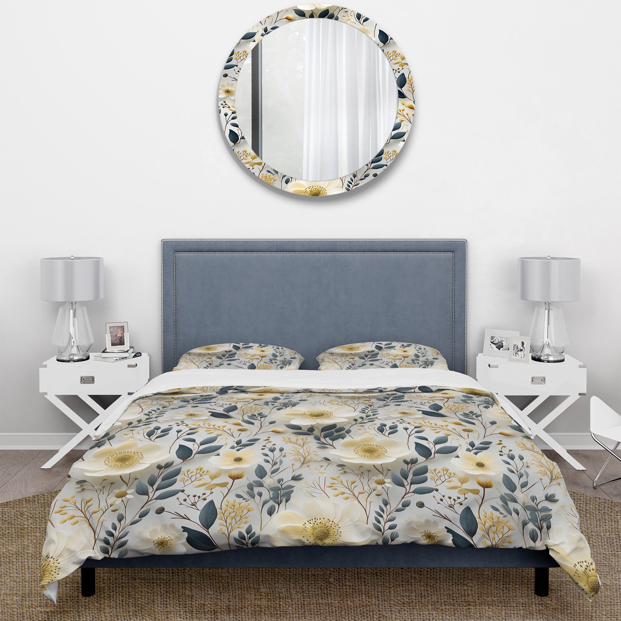 Design Art Scandinavian Garden Flower Whirl - Floral Duvet Cover Set ...