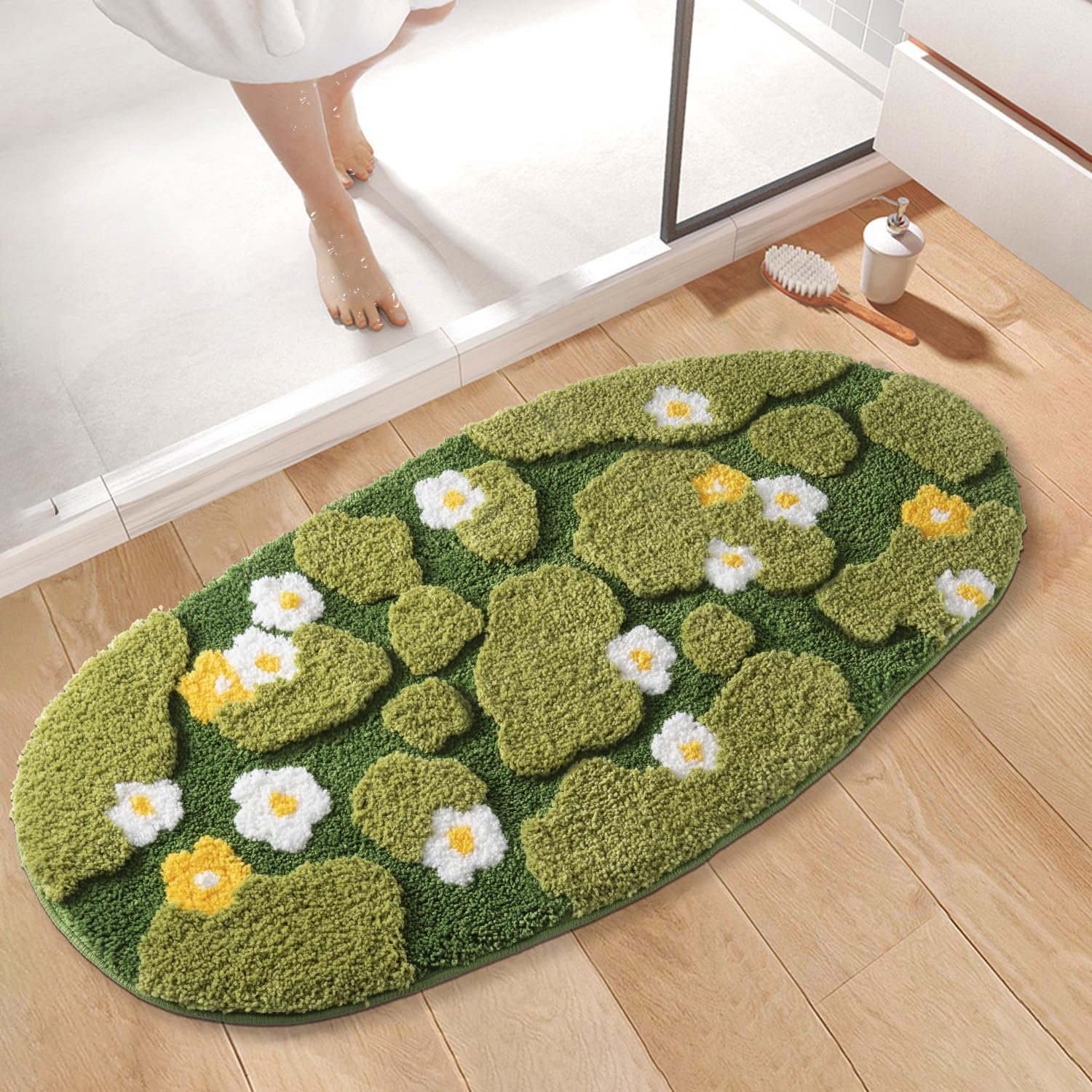 Orren Ellis Green Moss Bathroom Rug Bath Mat Non Slip, Ultra Soft ...