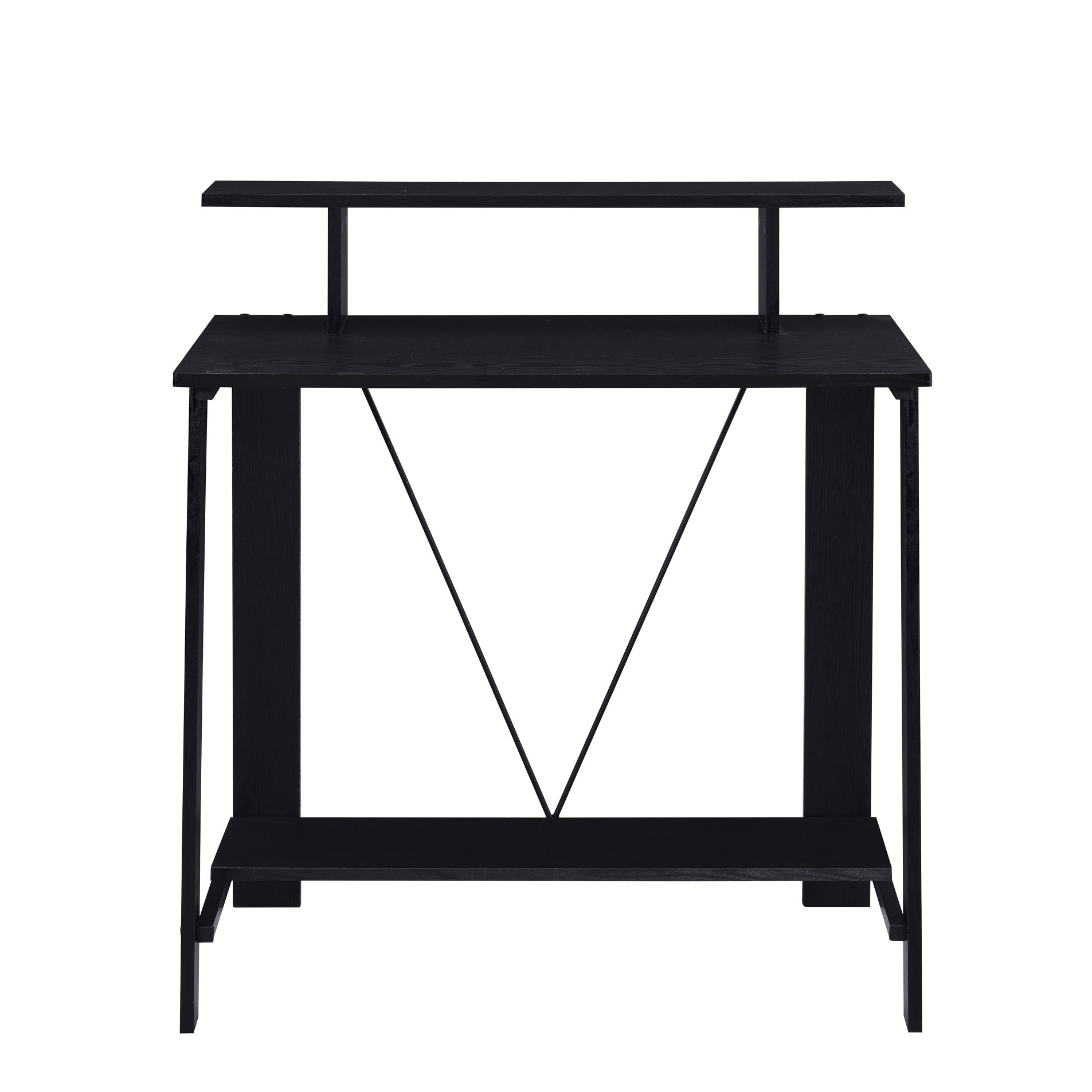 Ebern Designs Modern Black Desk With Extra Storage Space - 15mm Thick ...