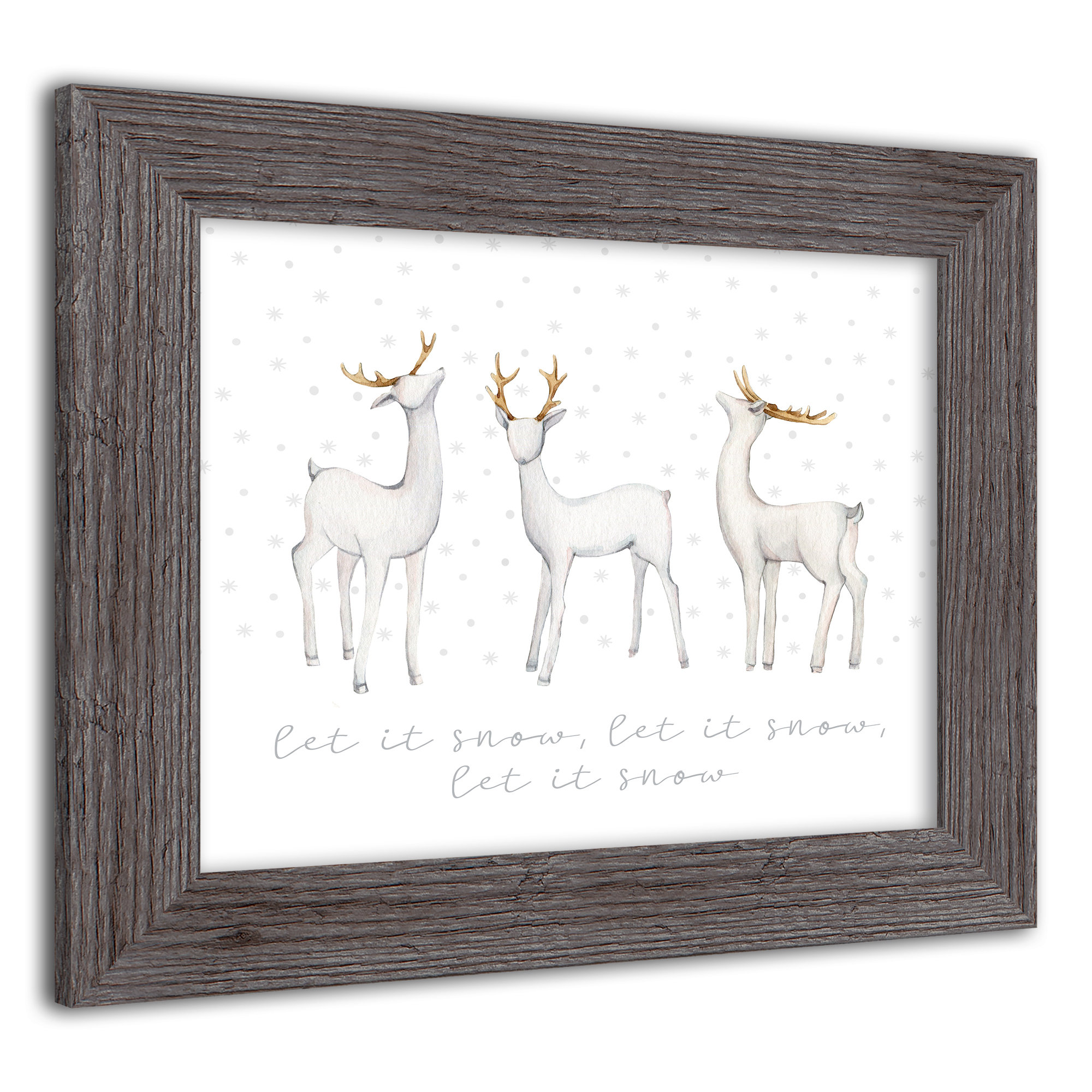 The Holiday Aisle® Snow Reindeers - Picture Frame Graphic Art | Wayfair