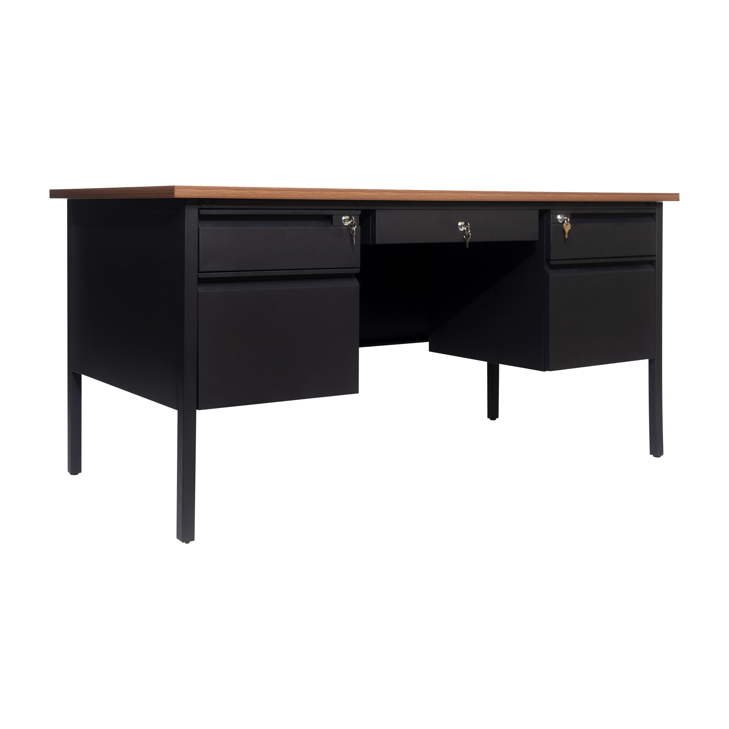 Flash Furniture Cambridge 60" Commercial Double Pedestal Desk with 5 ...