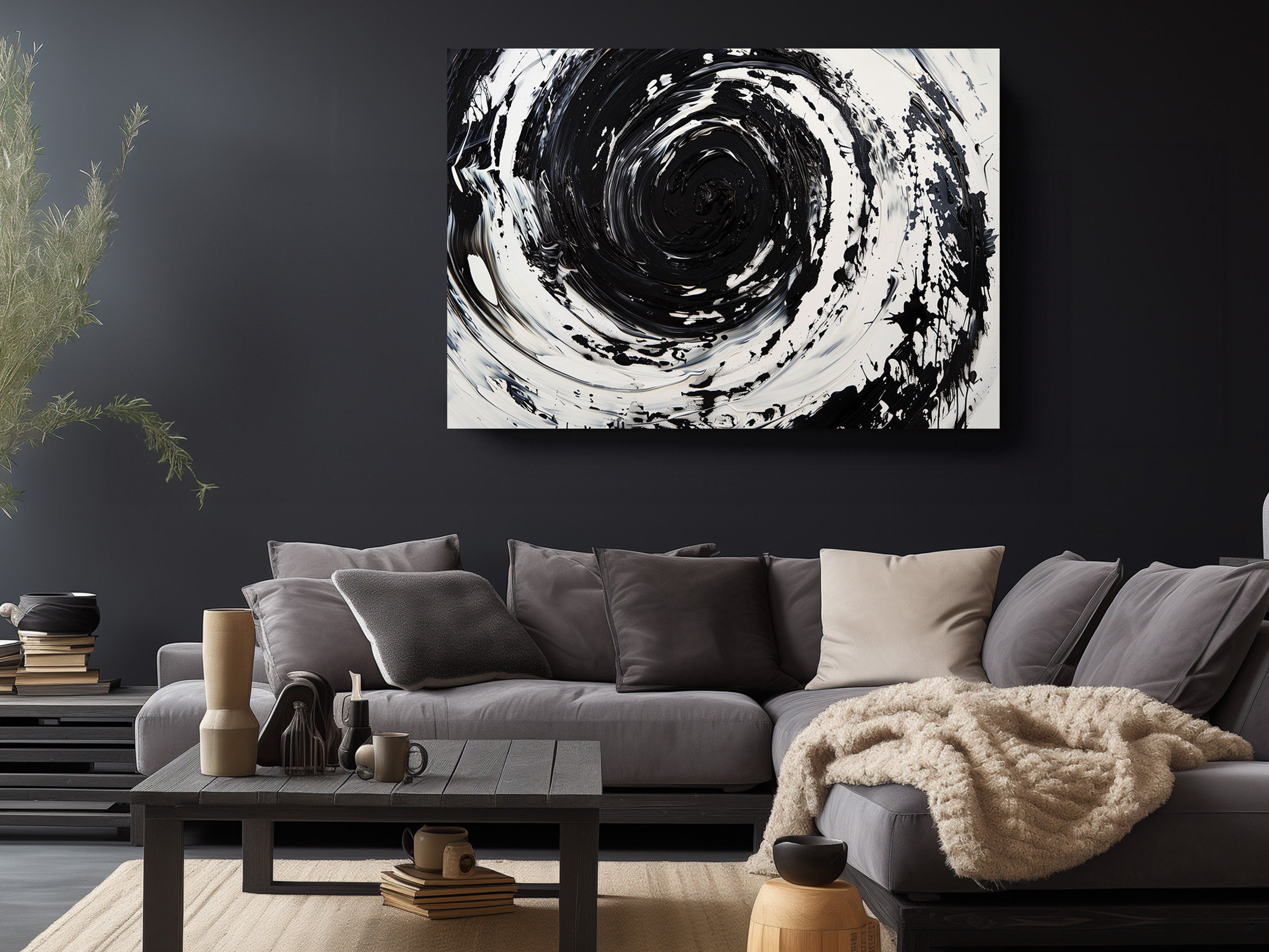 Wrought Studio™ Nordic Style Black And White Brush, Linus Art ...