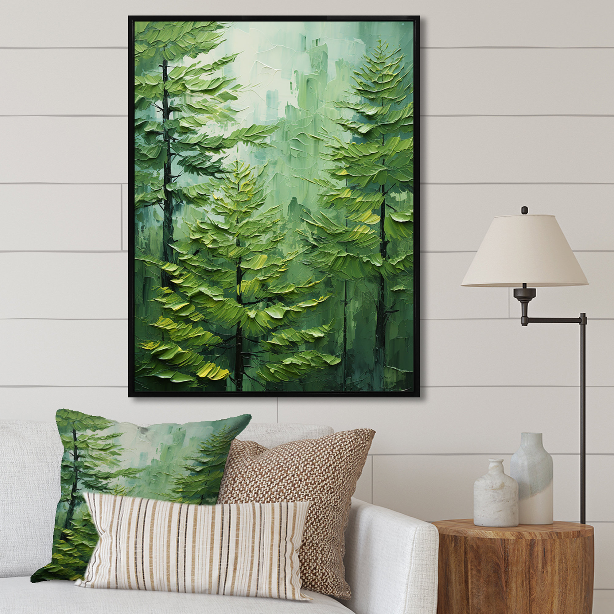 Millwood Pines Neon Green Redwood Trees Forest II Framed On Canvas ...