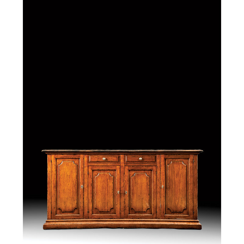 David Michael Concave 84" Wide 2 Drawer Walnut Wood Sideboard | Wayfair