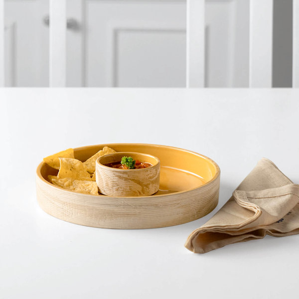 Ebern Designs Adym Handcrafted Sustainable Ceramic Chip-N-Dip Bowl ...