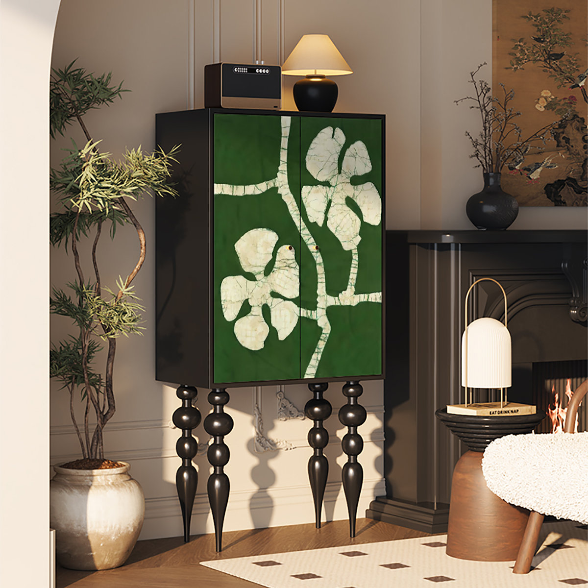 interanest French home living room high legs decor cabinet | Wayfair