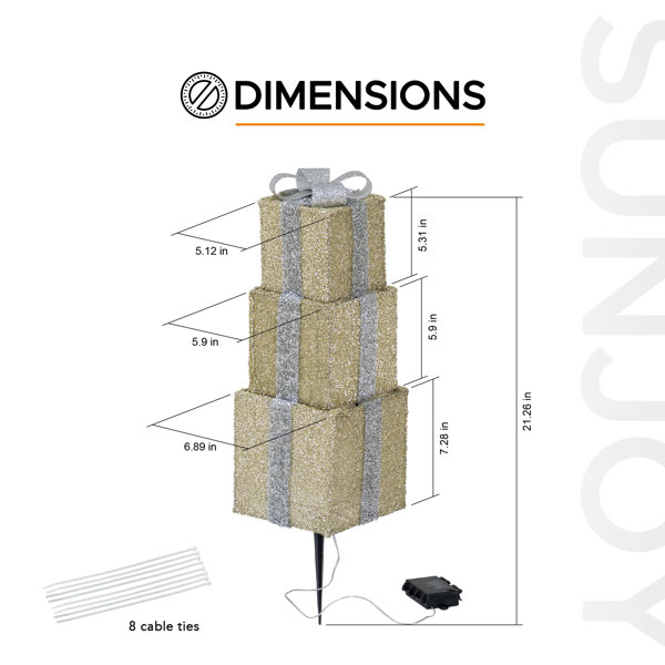 Sunjoy Christmas Decoration 34 Inch Illuminated Stacking Gift Box, 3D ...