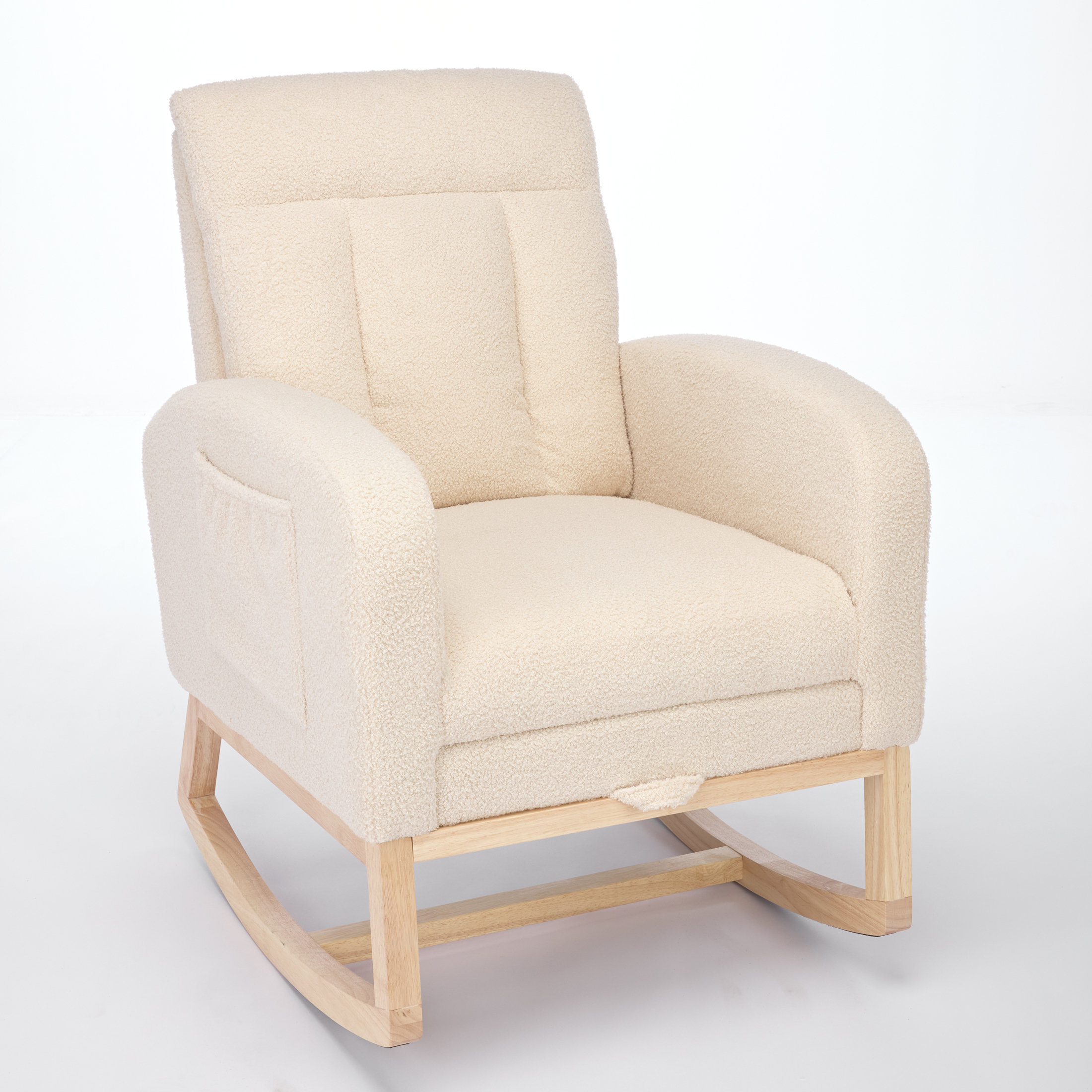 Isabelle & Max™ Modern Beige Teddy Rocking Chair with Solid Wood Legs ...