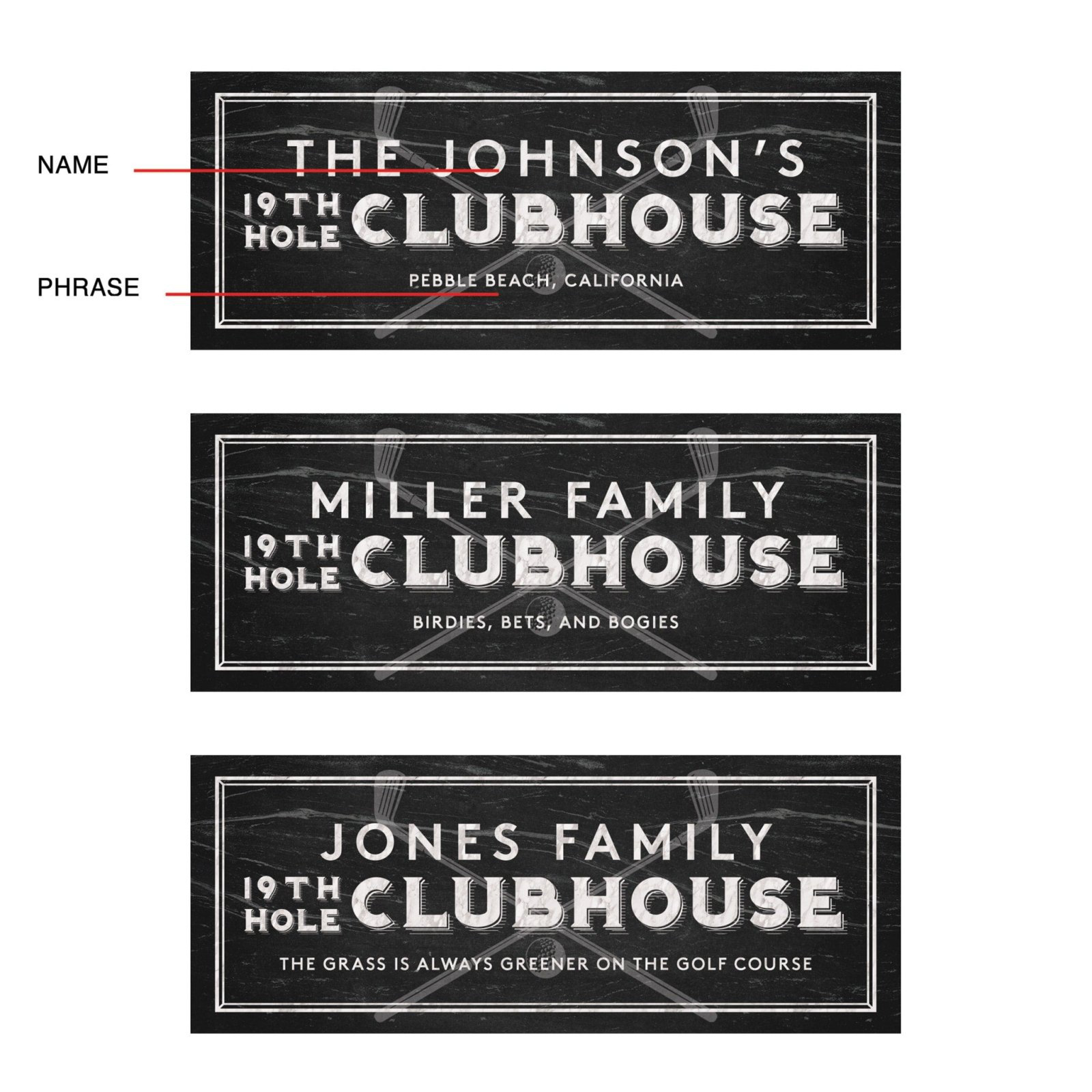 Gracie Oaks 19Th Hole Clubhouse Custom Golf Signs - Golf Club Sign Wall ...