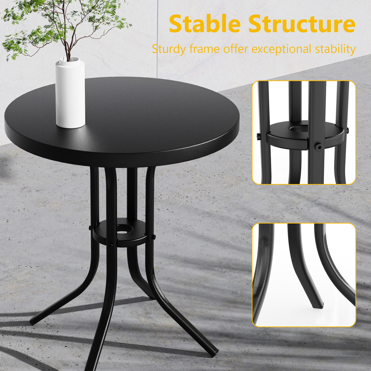 Bonosuki Round Patio Table Outdoor Side table for Patio Poolside Garden ...