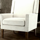 Inbox Zero Leston Wide Upholstered Fabric Accent Armchair with Solid ...