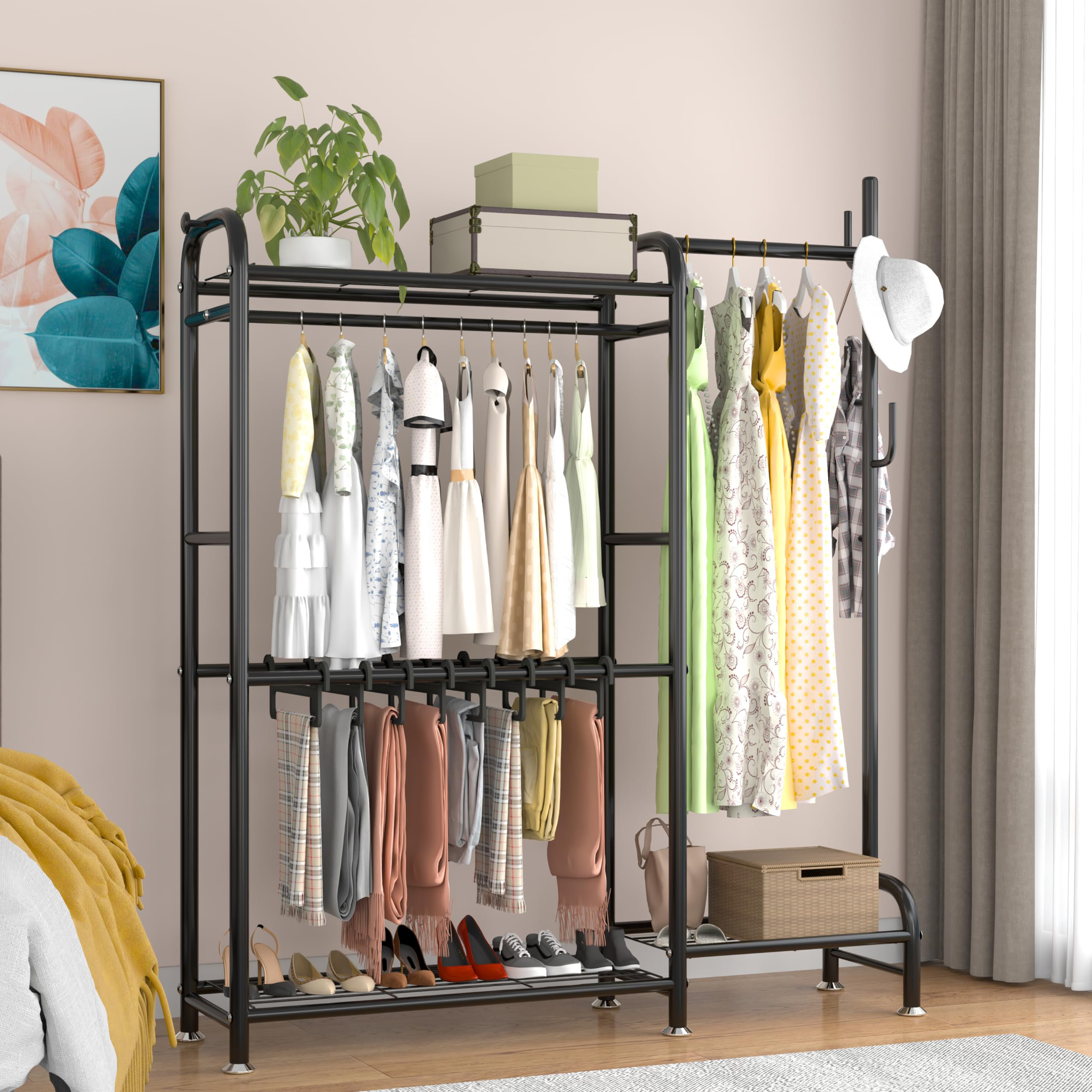 Rebrilliant Black Clothing Racks For Hanging Clothes, Freestanding ...