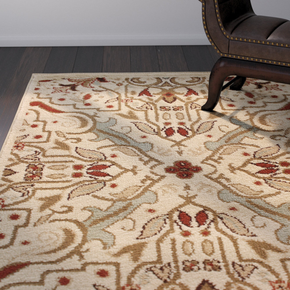 World Menagerie Mullins Cream/Red Area Rug & Reviews | Wayfair