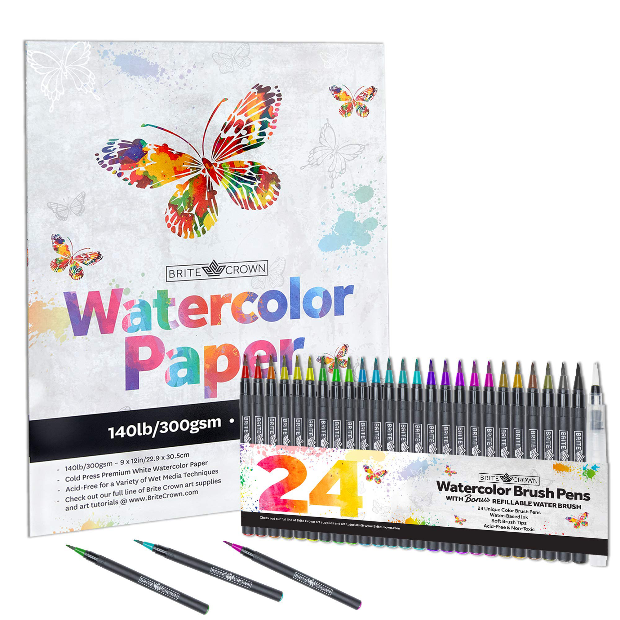 Net Focus Media 25 Piece Brite Crown Watercolor Pen Set - Wayfair Canada