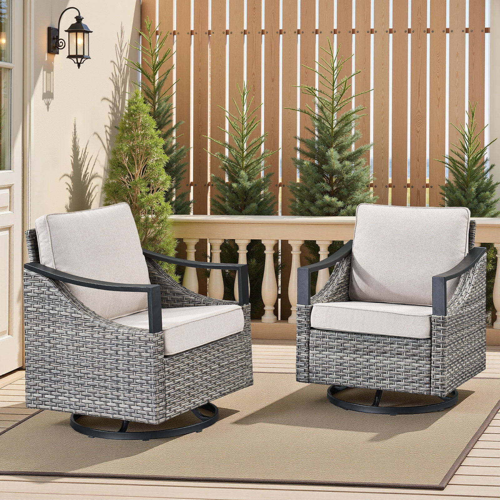 Buenhomino Swivel Rocker Patio Chairs Set Of 2, Heavy Duty Swivel ...