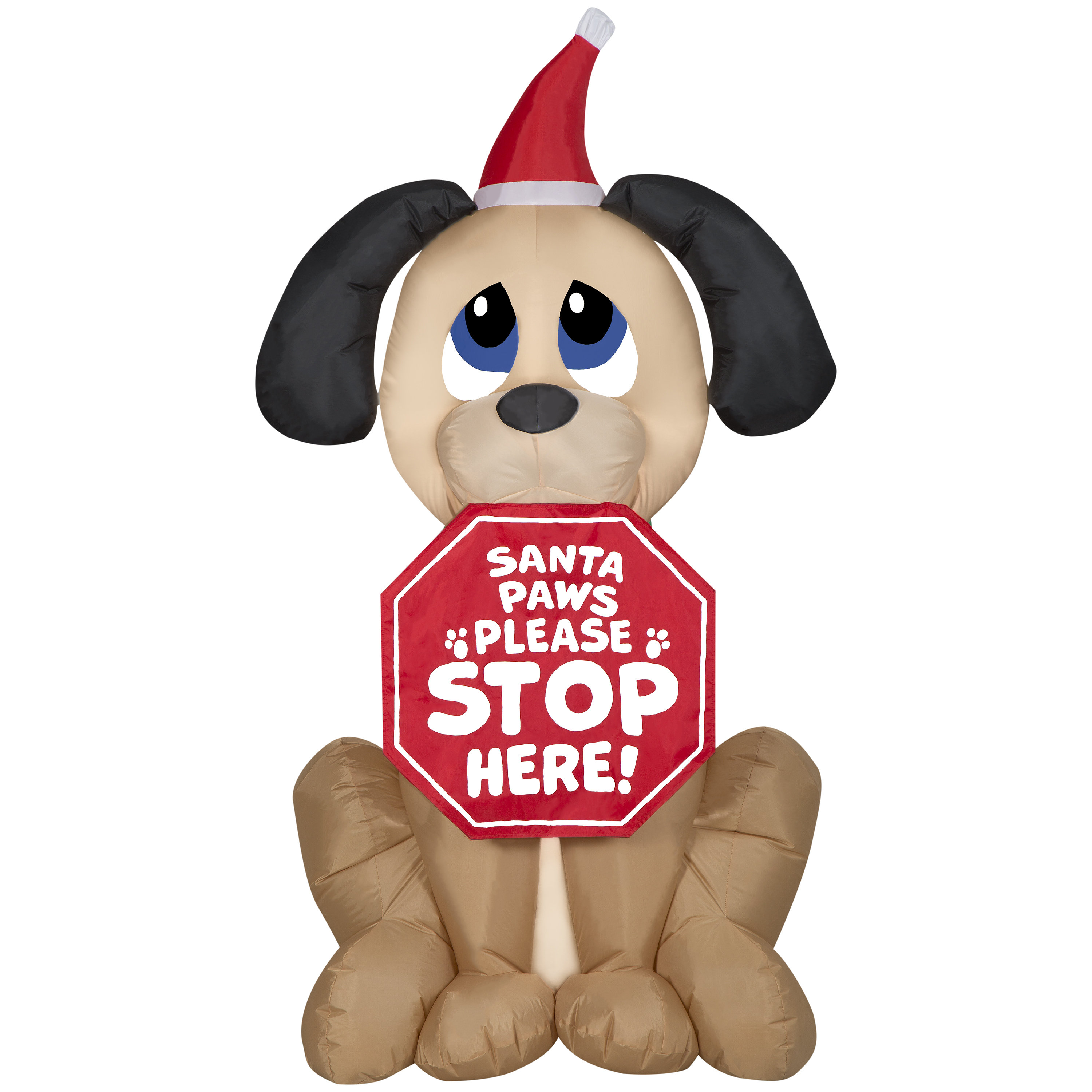 Gemmy Industries Christmas Inflatable Dog with Santa Paws Sign | Wayfair