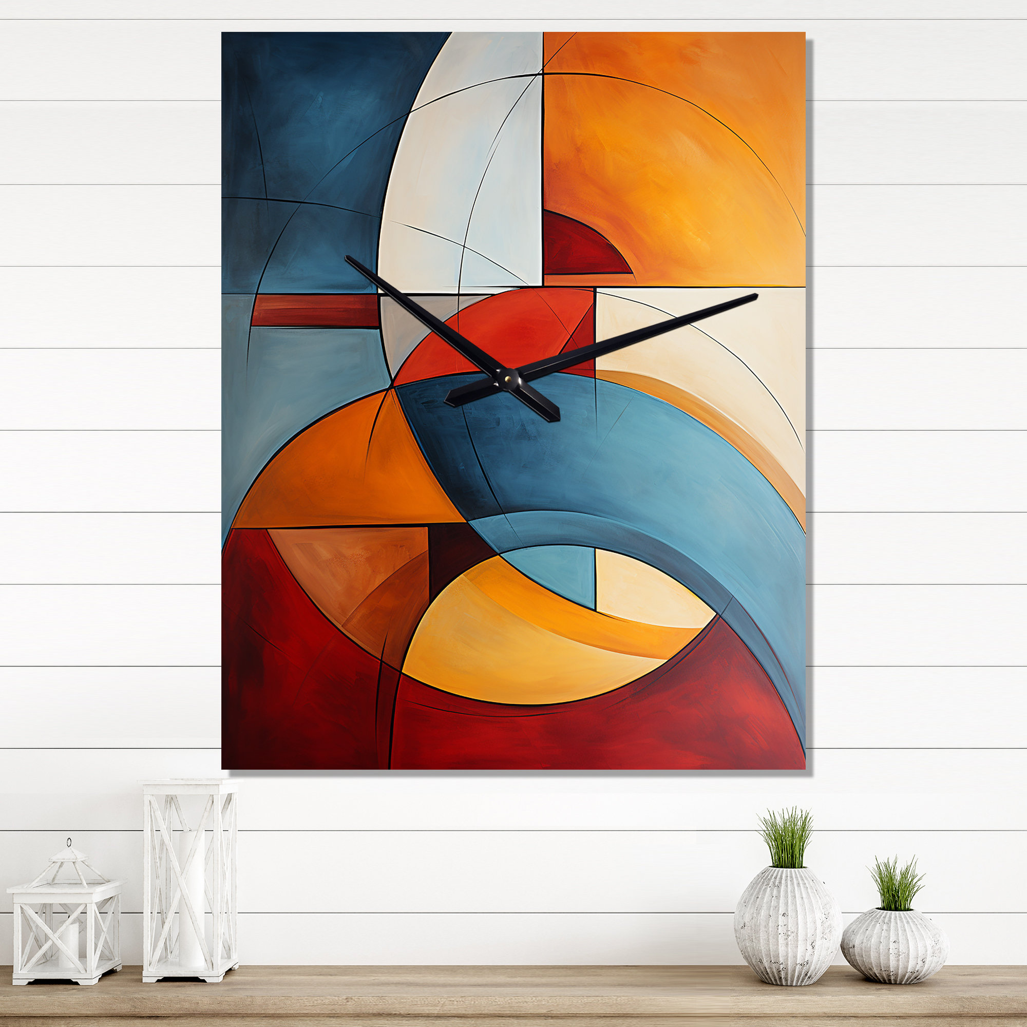Design Art Cubism Geometric Form I - Cubism Wall Clock Oversized | Wayfair