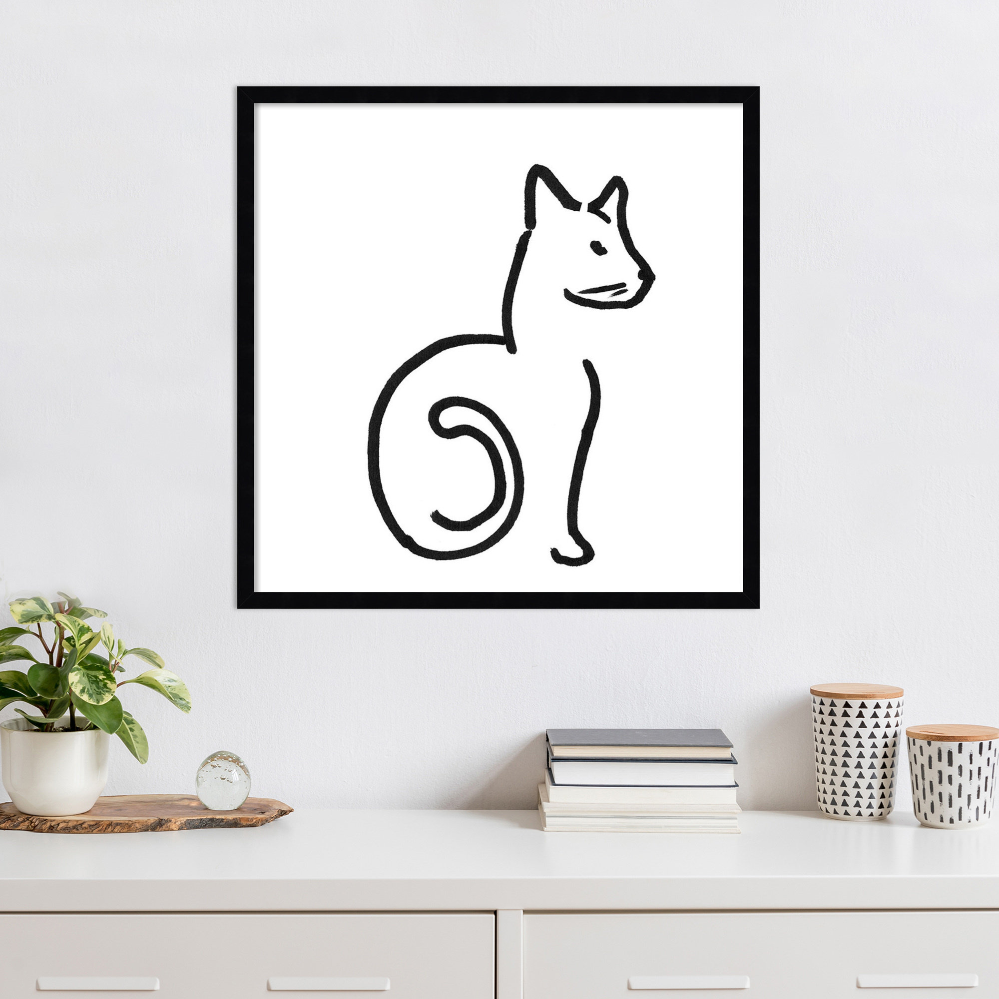 Ivy Bronx Kitteh II by Alicia Longley Wood Framed Wall Art Print | Wayfair