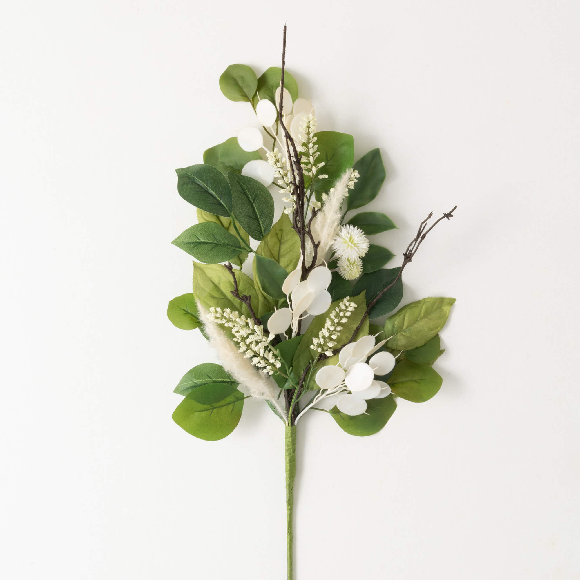 Ebern Designs Artificial Mixed Silver Dollar Spray 30"H; Cream | Wayfair