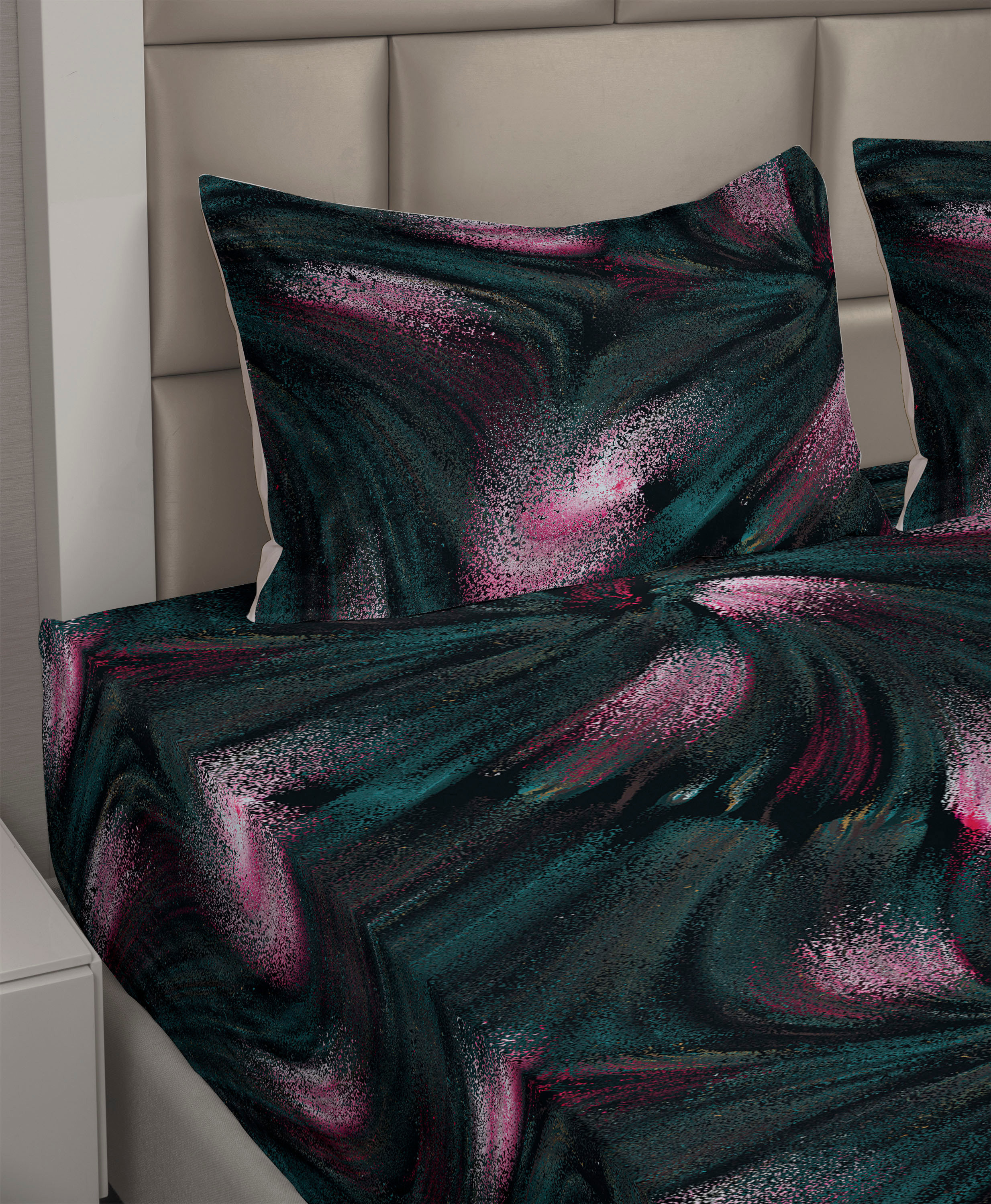 Ambesonne Abstract Sheet Set Modern Floral Surreal Art Dark Teal and ...