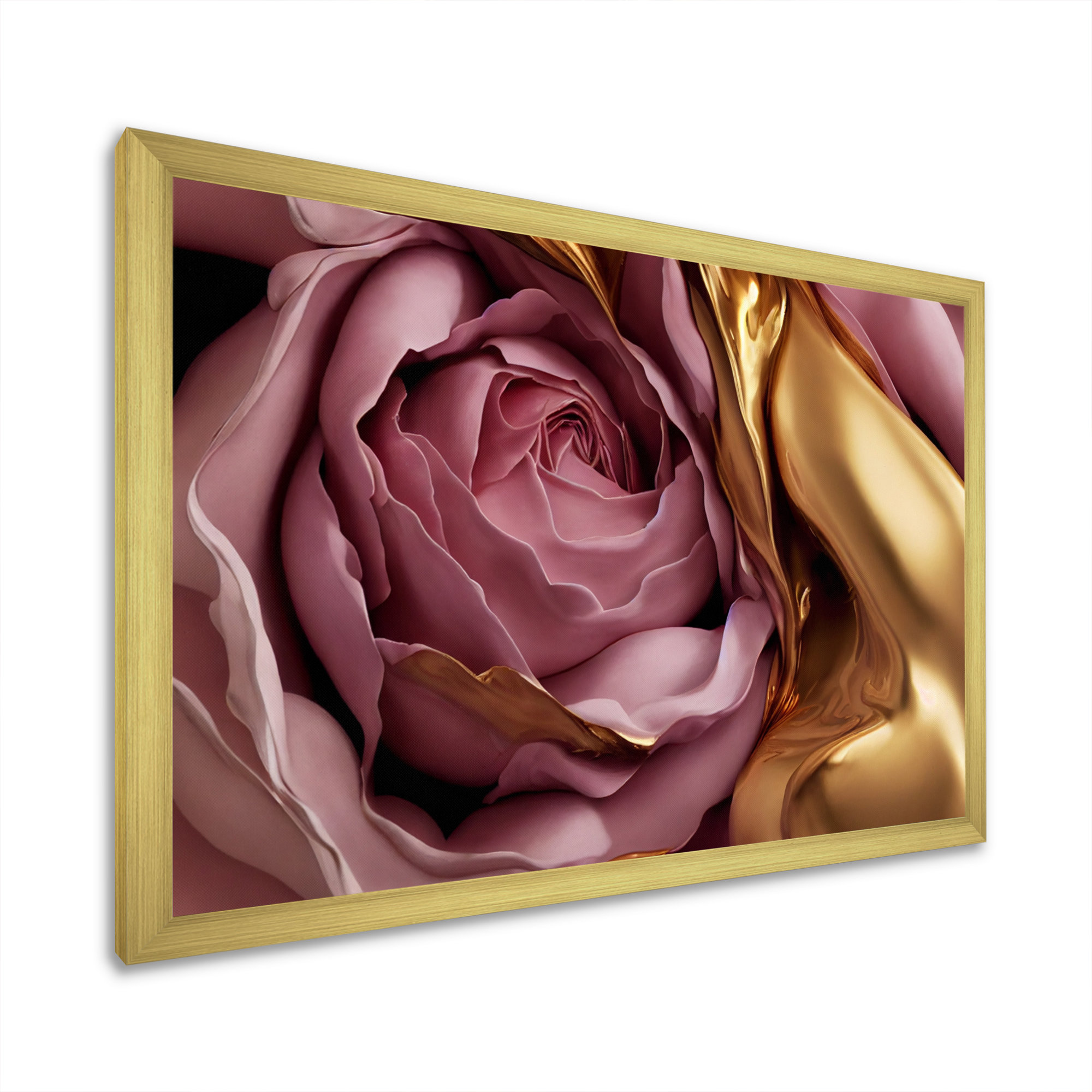 Mercer41 Exquisite Pink And Gold Glam Roses I On Canvas Print | Wayfair