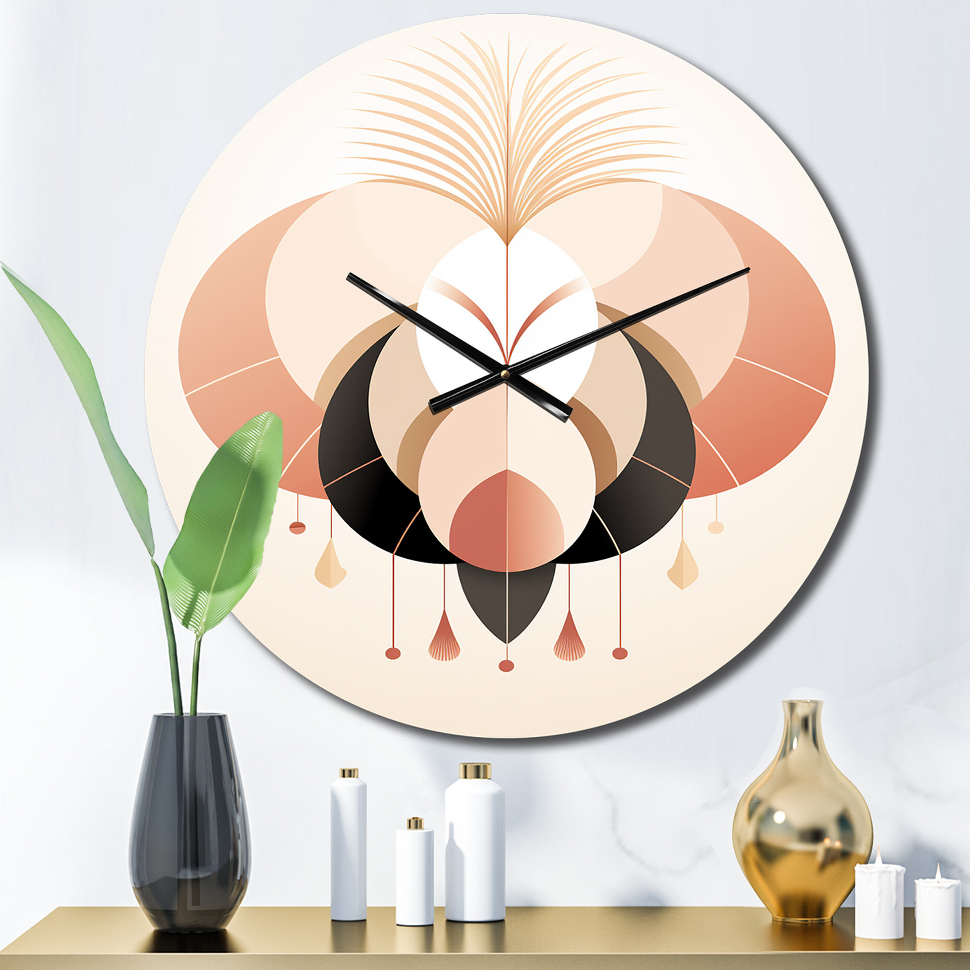 East Urban Home Curtistine - Modern Geometric Wall Clock | Wayfair