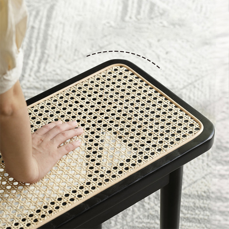 Dakota Fields 47.24" Black Solid wood + Rattan weaving Bench | Wayfair