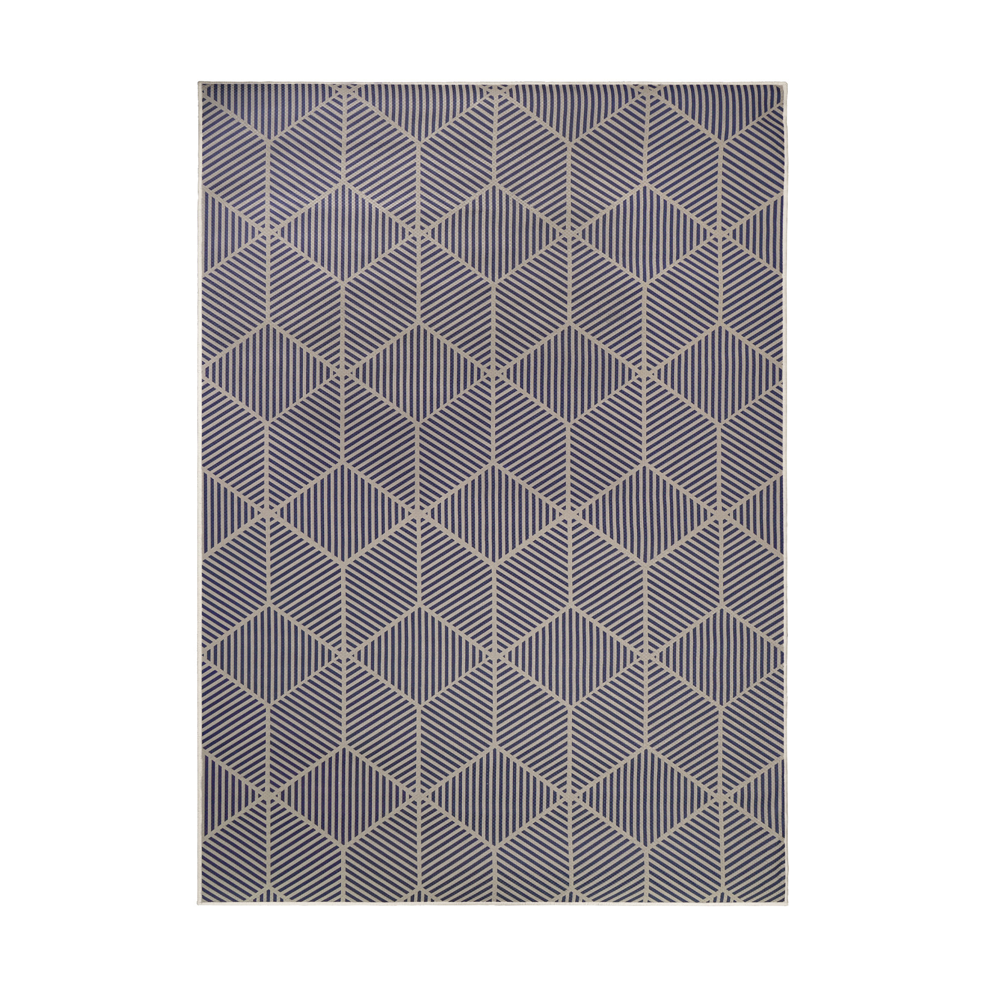My Magic Carpet Q-Bert Faux Jute Q-Bert Navy Blue Rectangle 5' X 7 ...