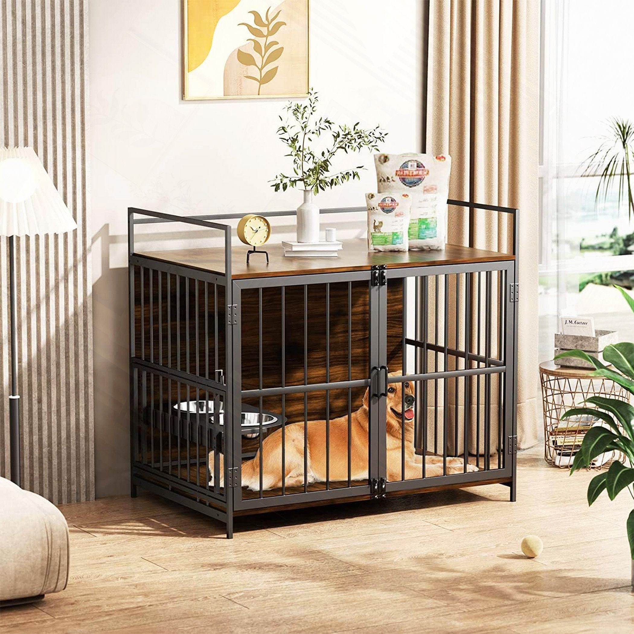 17 Stories Dog Crate Furniture-Style Cages For Large Dogs Indoor Super ...