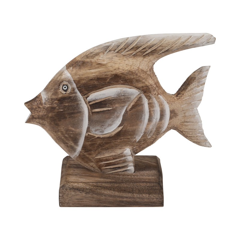 Rosecliff Heights Natural Albasia Wood 8" Angel Fish Figurine- Unique ...
