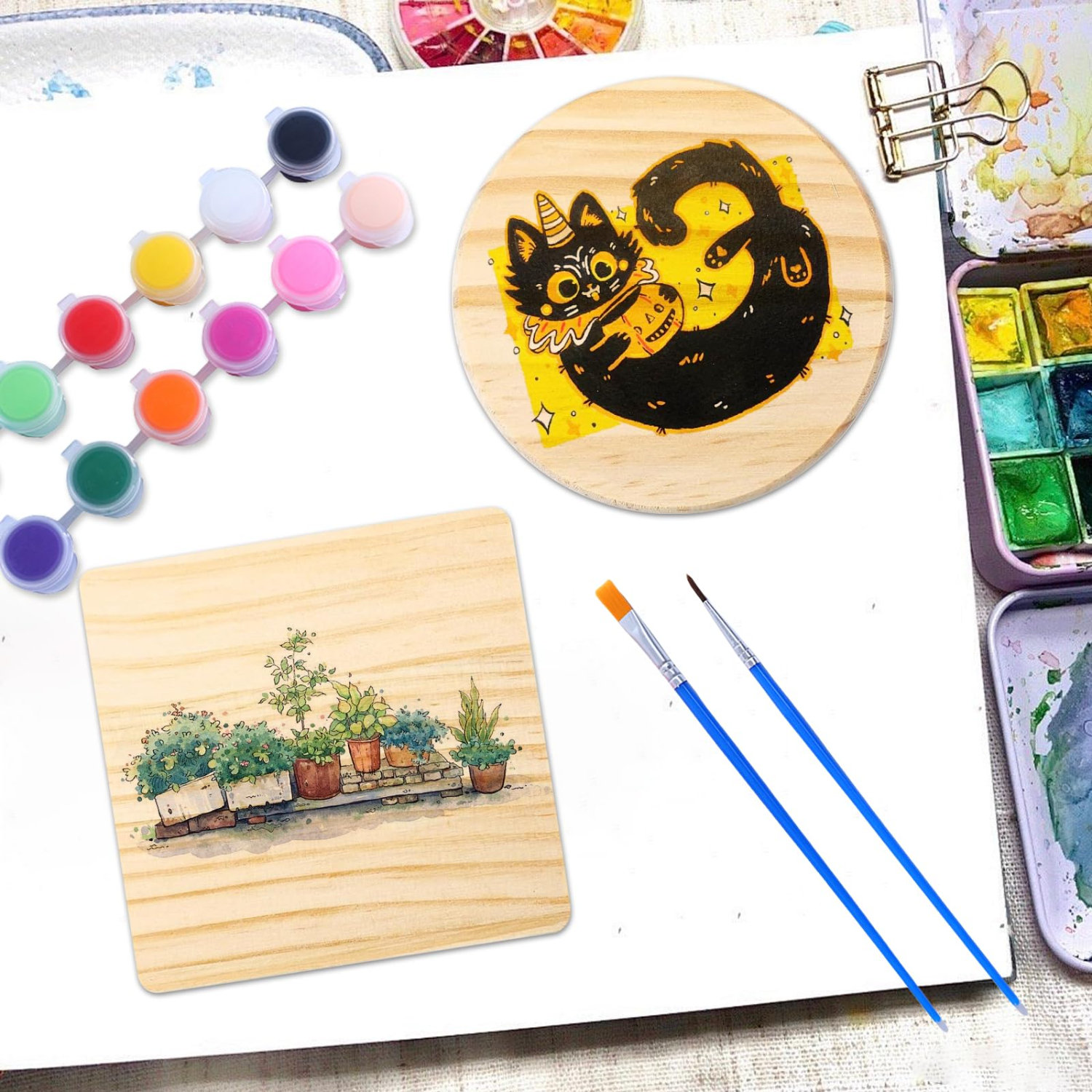 Stack man Wood Coasters, 4 Inch Blank Wooden Coasters For Crafts With ...