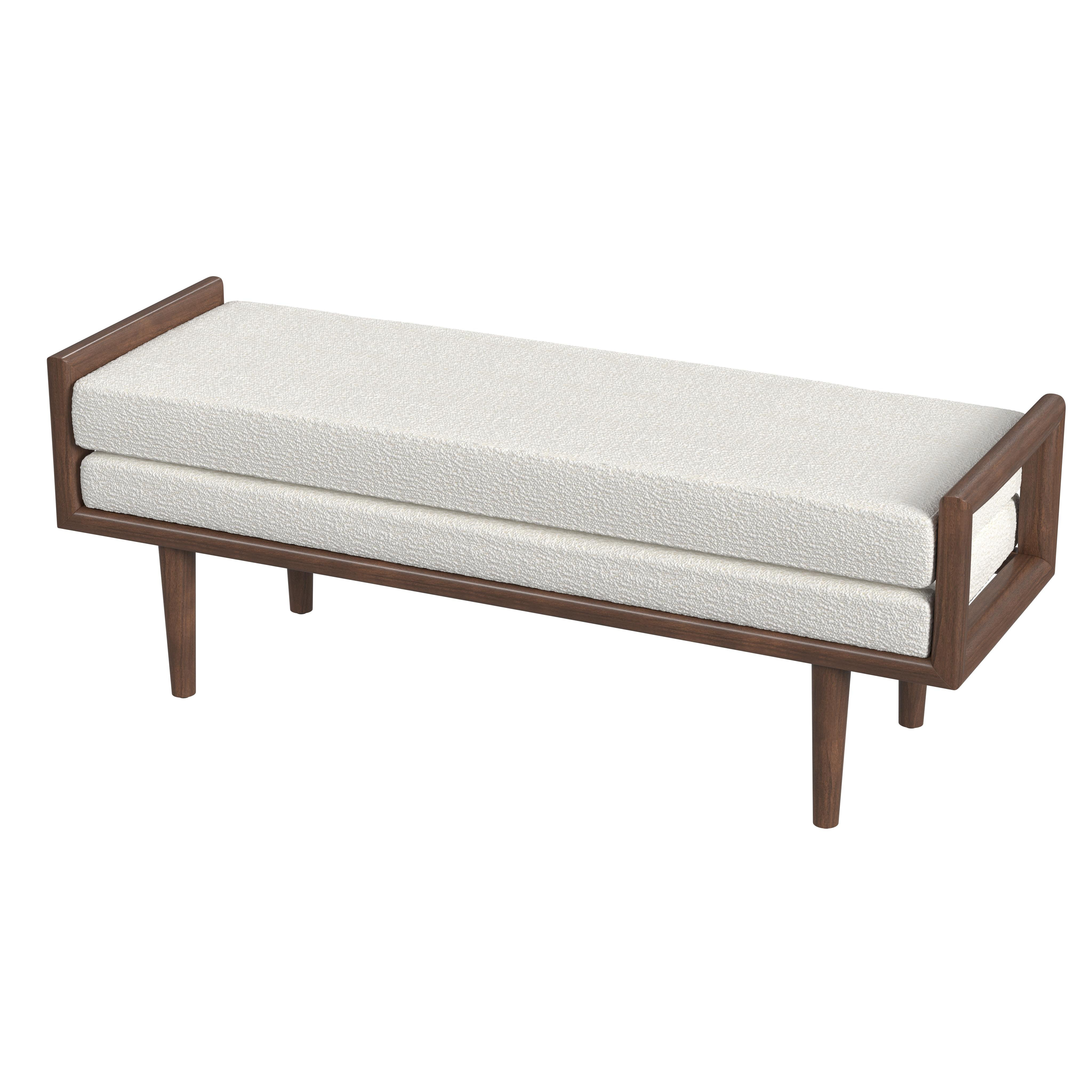 Latitude Run® Fudo Upholstered Bench With Wood Base - Cream Boucle ...