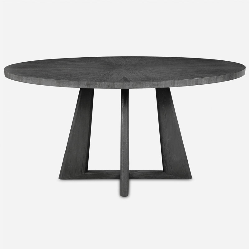 Gracie Oaks Jenab Round Gray Walnut Dining Table | Wayfair