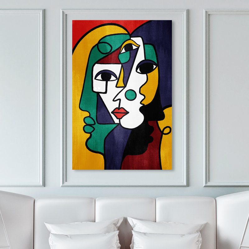 Orren Ellis "Three Parts Face", Cubist Woman Face Modern White Canvas ...