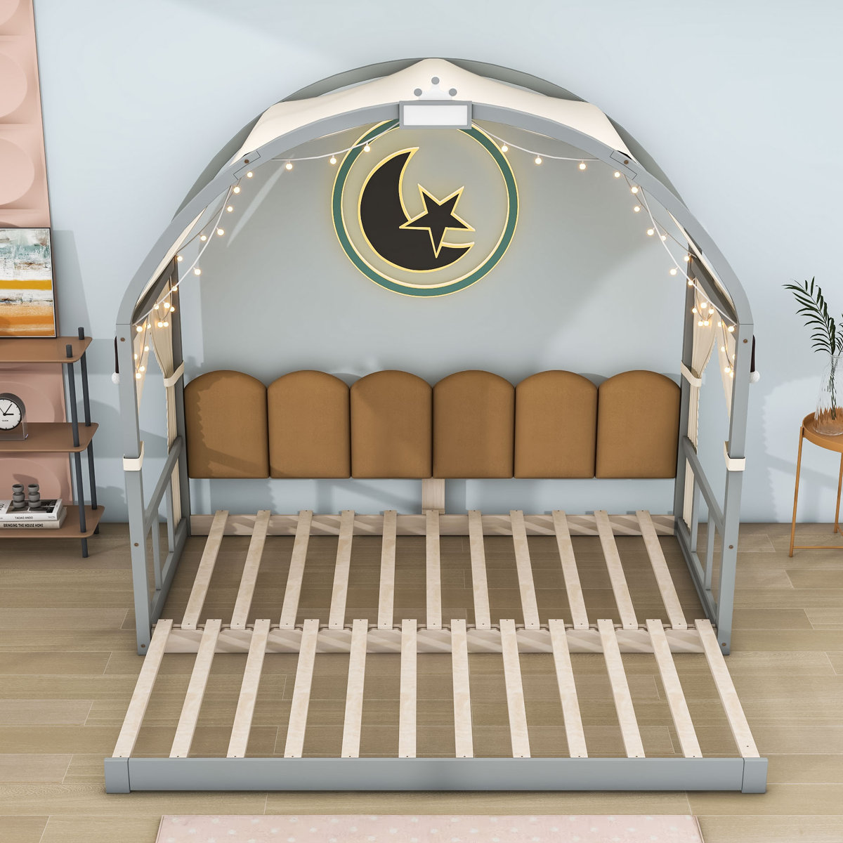 Harriet Bee Twin Canopy Extended DayBed with Integrated Tent and Light ...