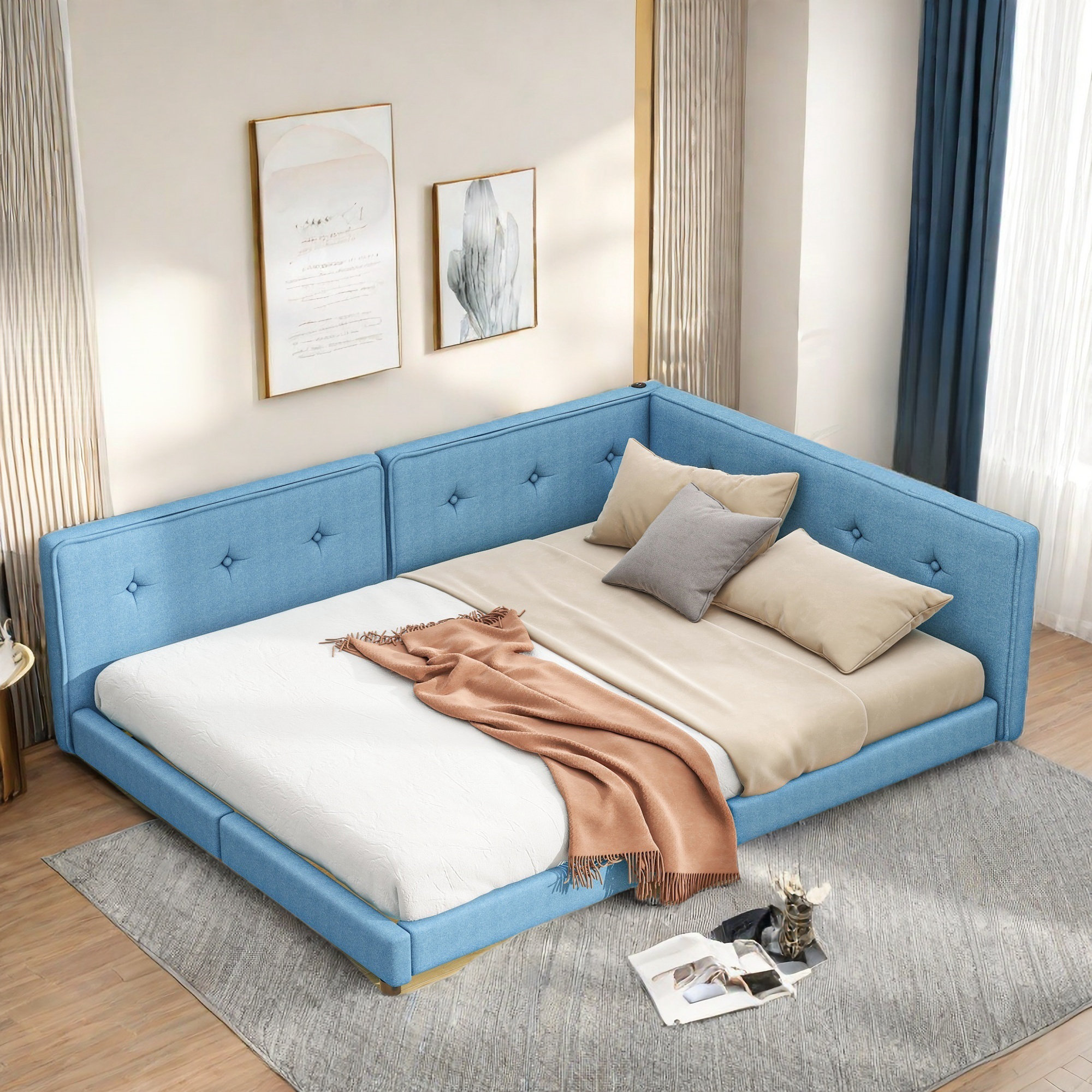 Latitude Run® Upholstered Platform Bed With Usb Ports And Button Tufted ...