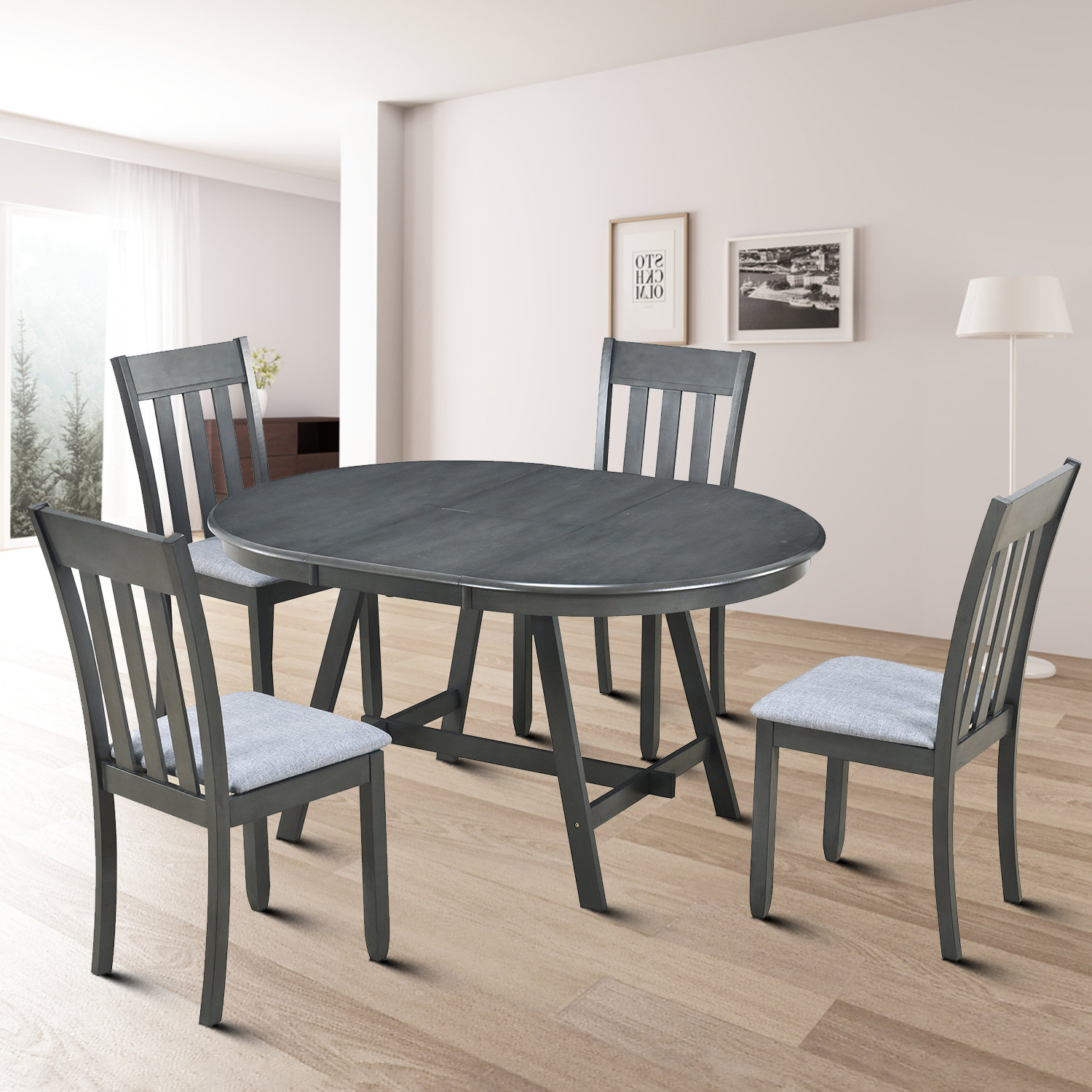 Red Barrel Studio® Vintage Industrial Style 5-Piece Extendable Dining ...