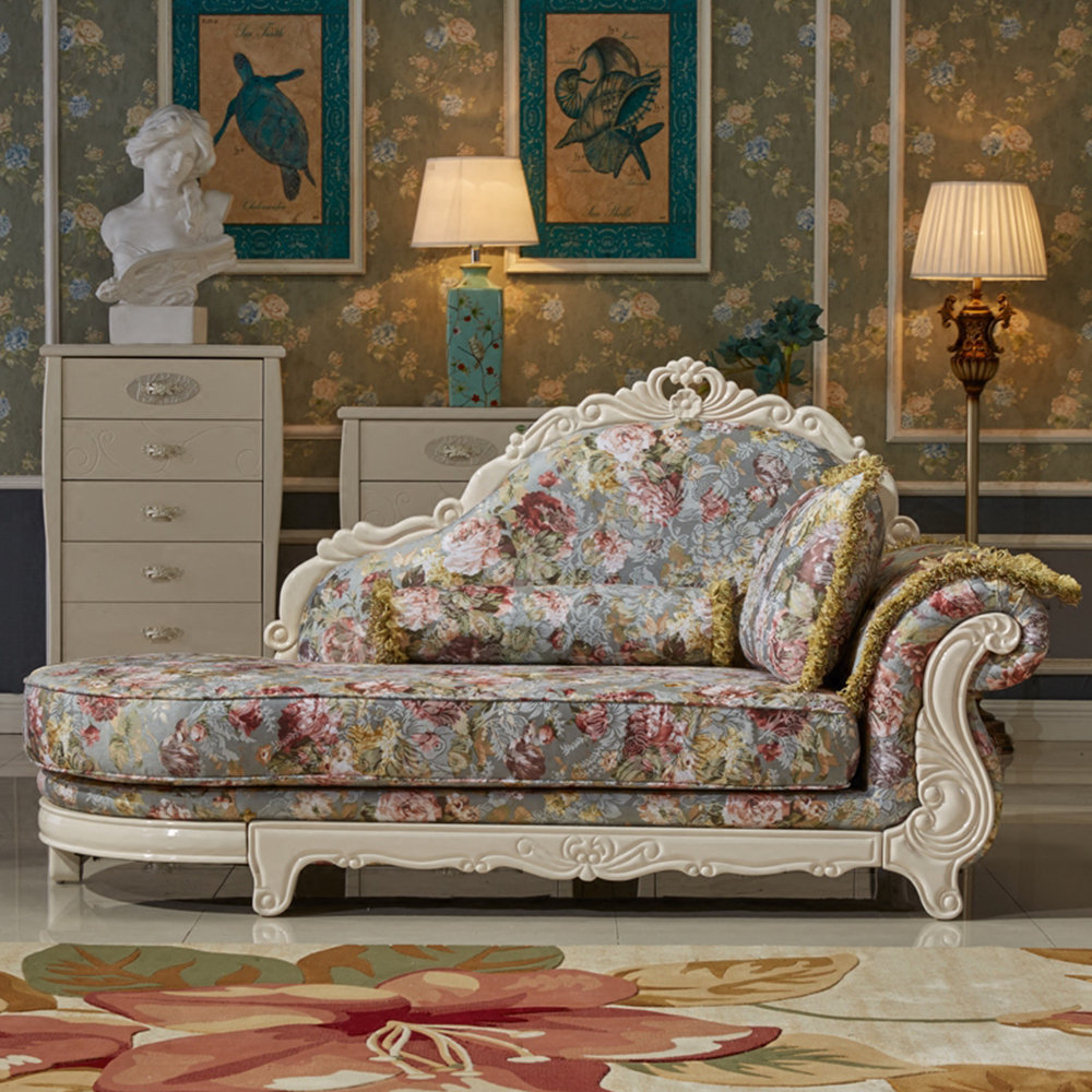 Laouteu European style luxury carved cloth Chaise Lounge | Wayfair