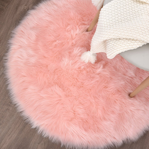 Everly Quinn Faux Sheepskin Pink Rug & Reviews | Wayfair