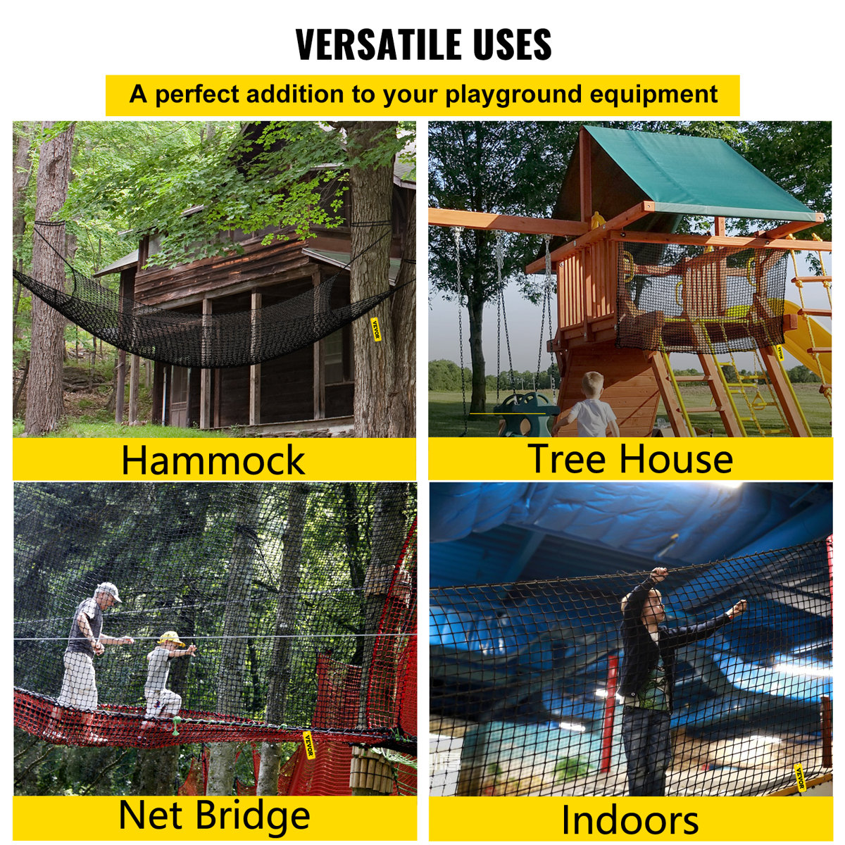 VEVOR Climbing Cargo Net, Playground Climbing Cargo Net, Polyester ...