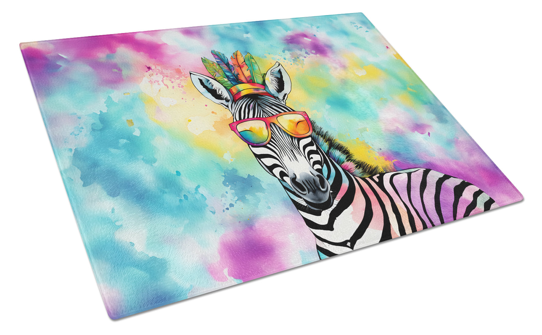 Caroline's Treasures Hippie Animal Zebra Glass Cutting Board | Wayfair