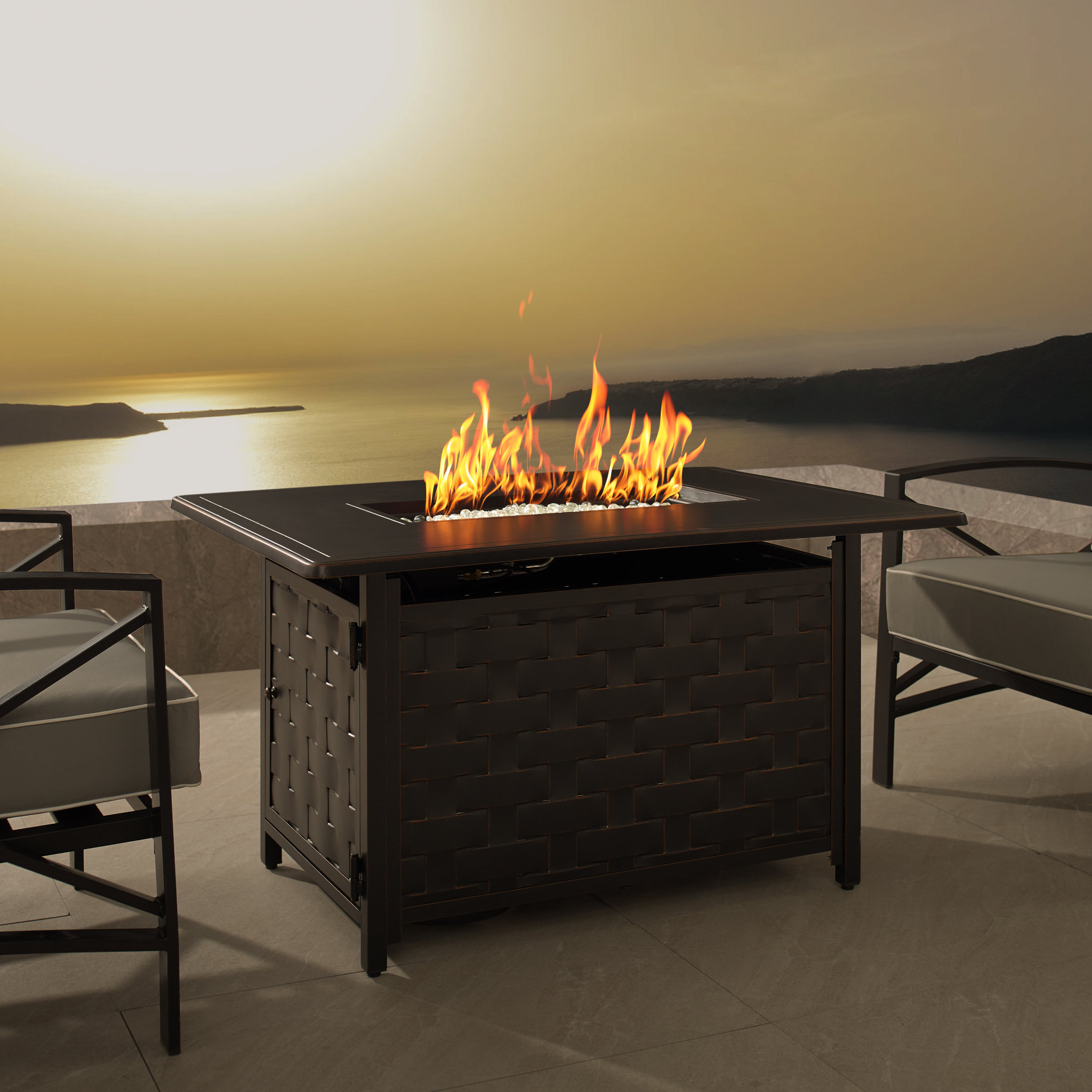 Arlmont & Co. Preston Rectangular Aluminum LPG/NG Fire Pit & Reviews ...