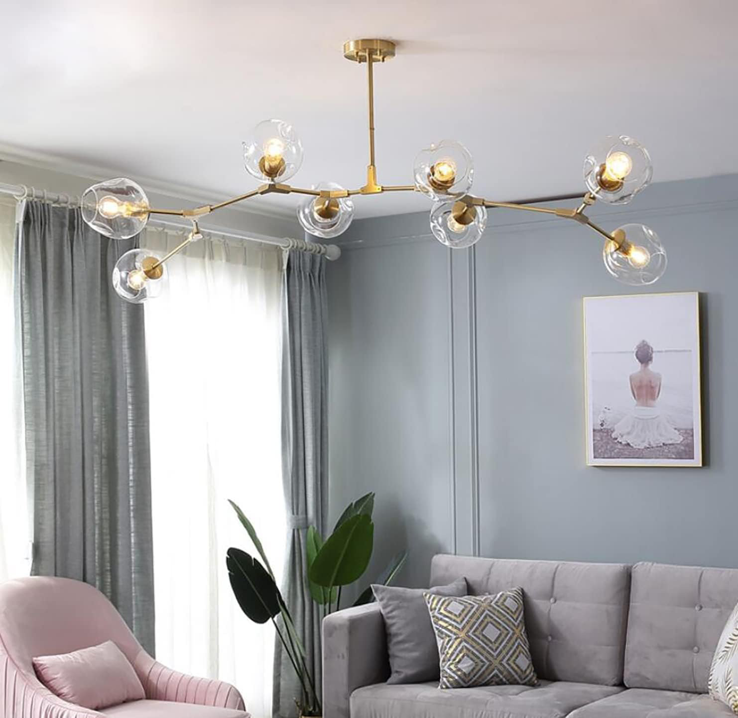 Everly Quinn Syreena 72 inches 8-Glass LED Sputnik Sphere Living room ...